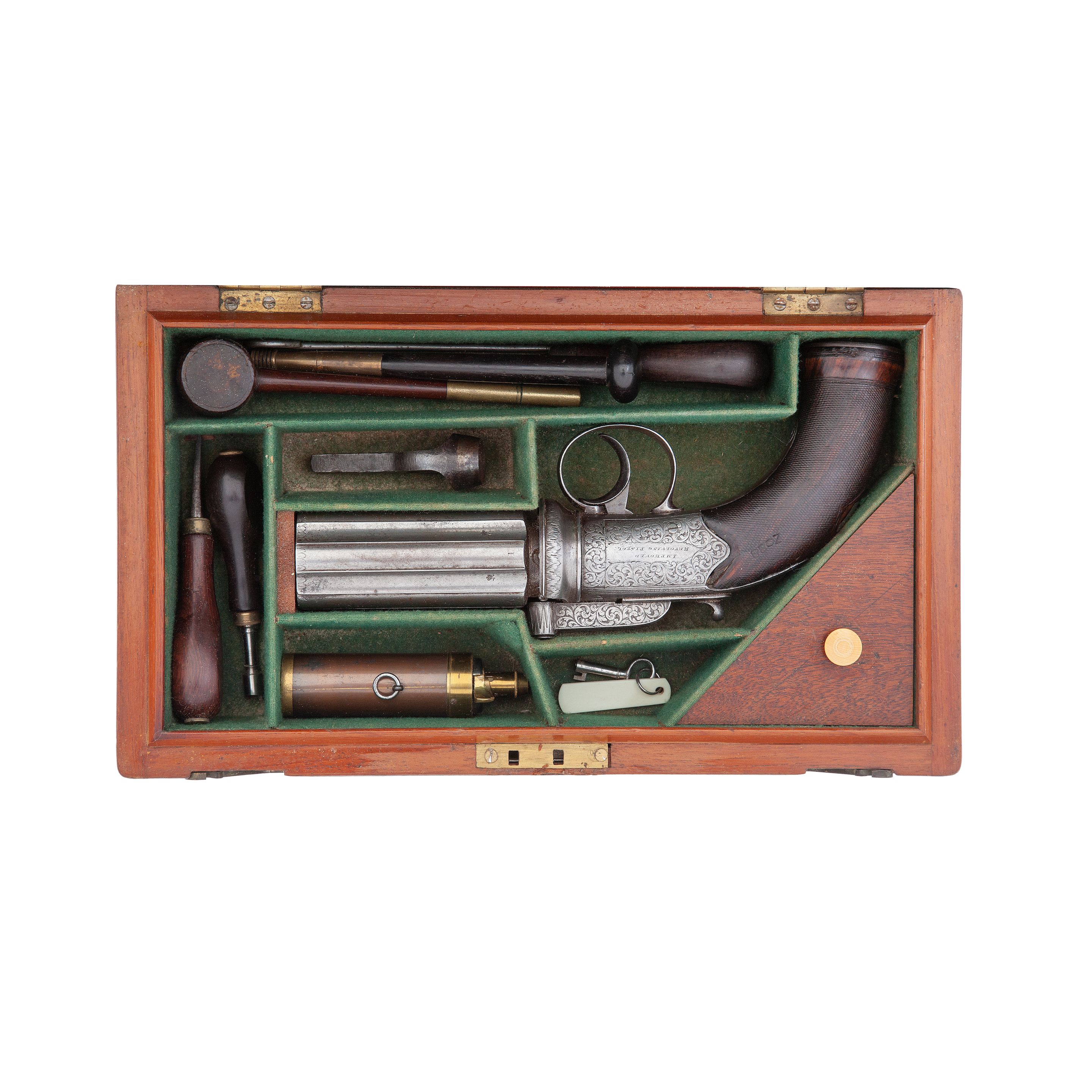 Bonhams : A Cased 50-Bore Percussion Six-Shot Pepperbox Revolver