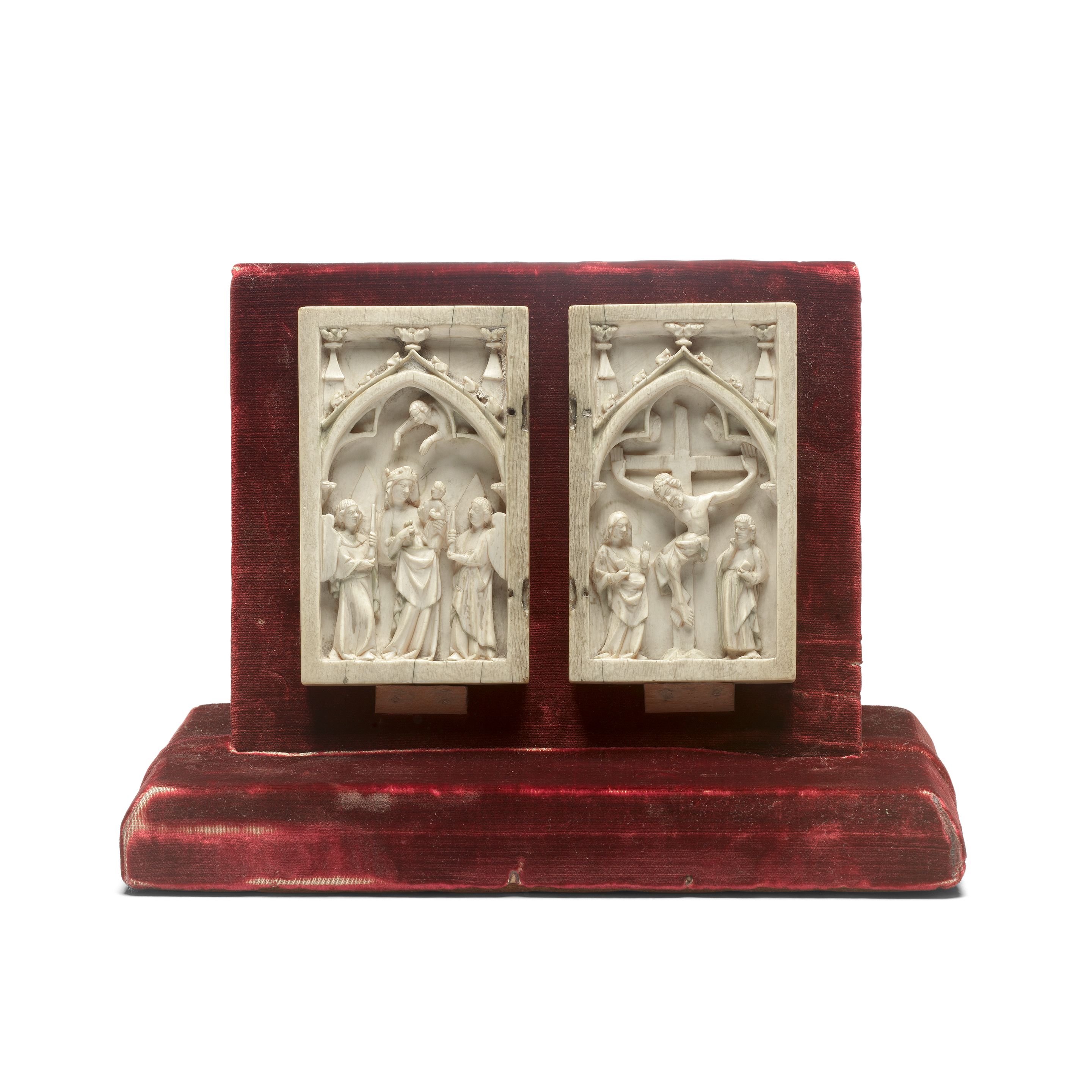 Bonhams : A rare 14th century French carved ivory diptych Circa 1330-1350, probably Paris