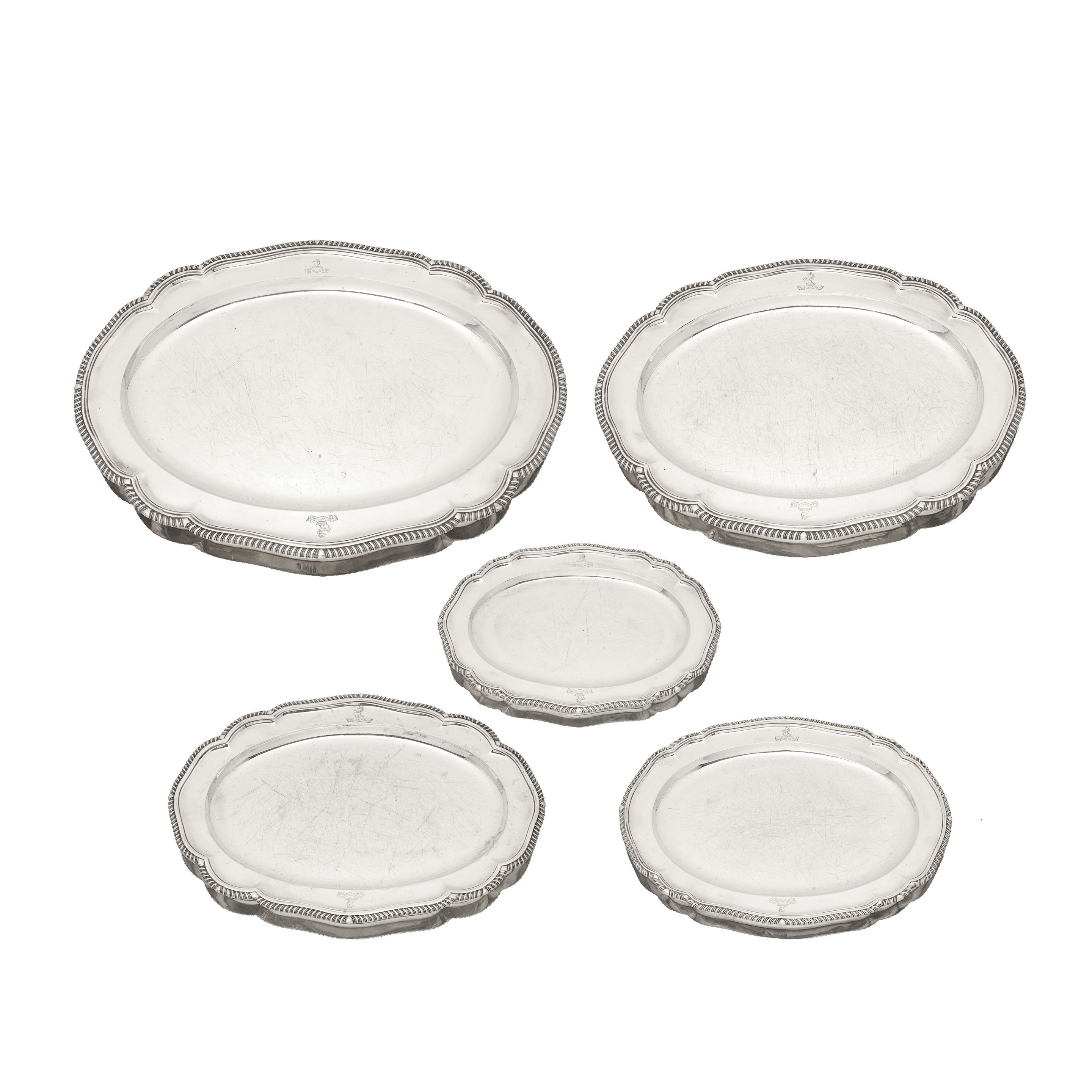 Bonhams : A set of five William IV silver platters William Kerr Reid ...