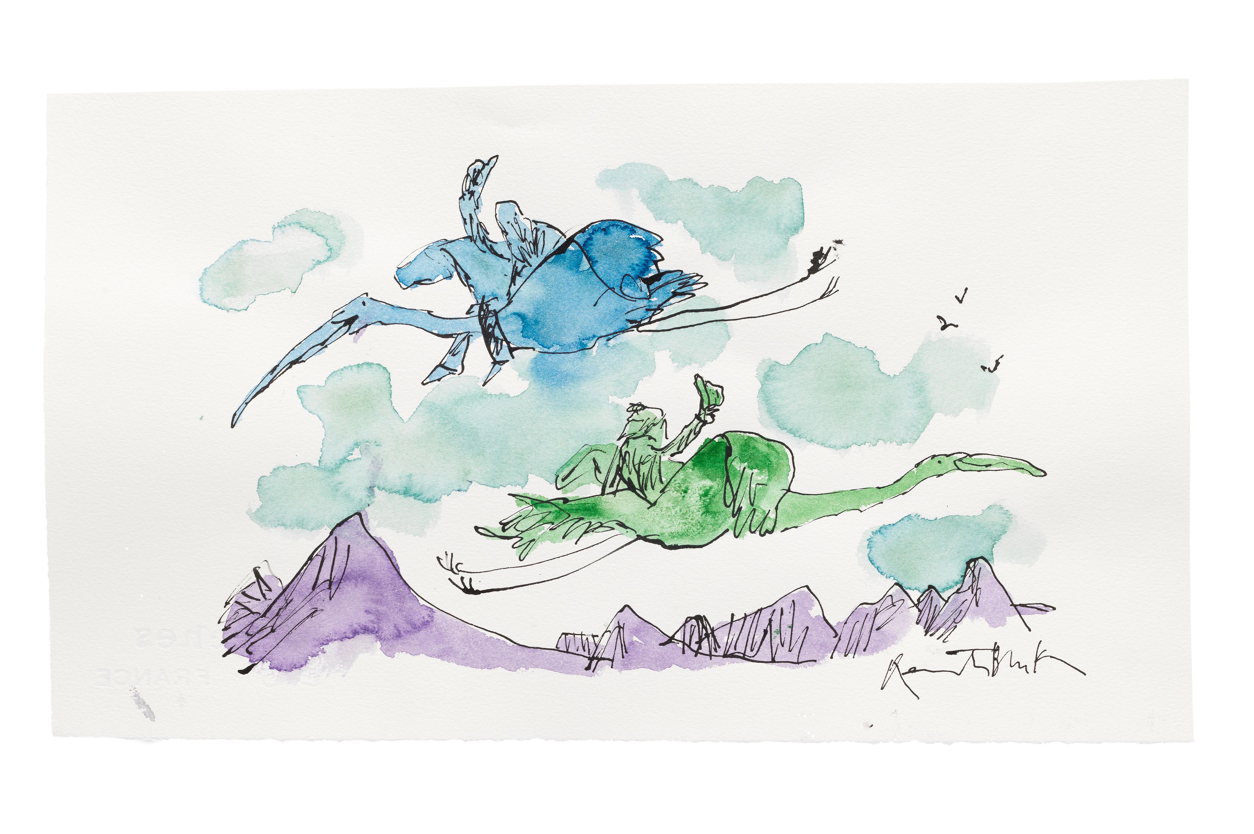 Bonhams : Sir Quentin Blake (British, born 1932) Greetings in Mid-air ...
