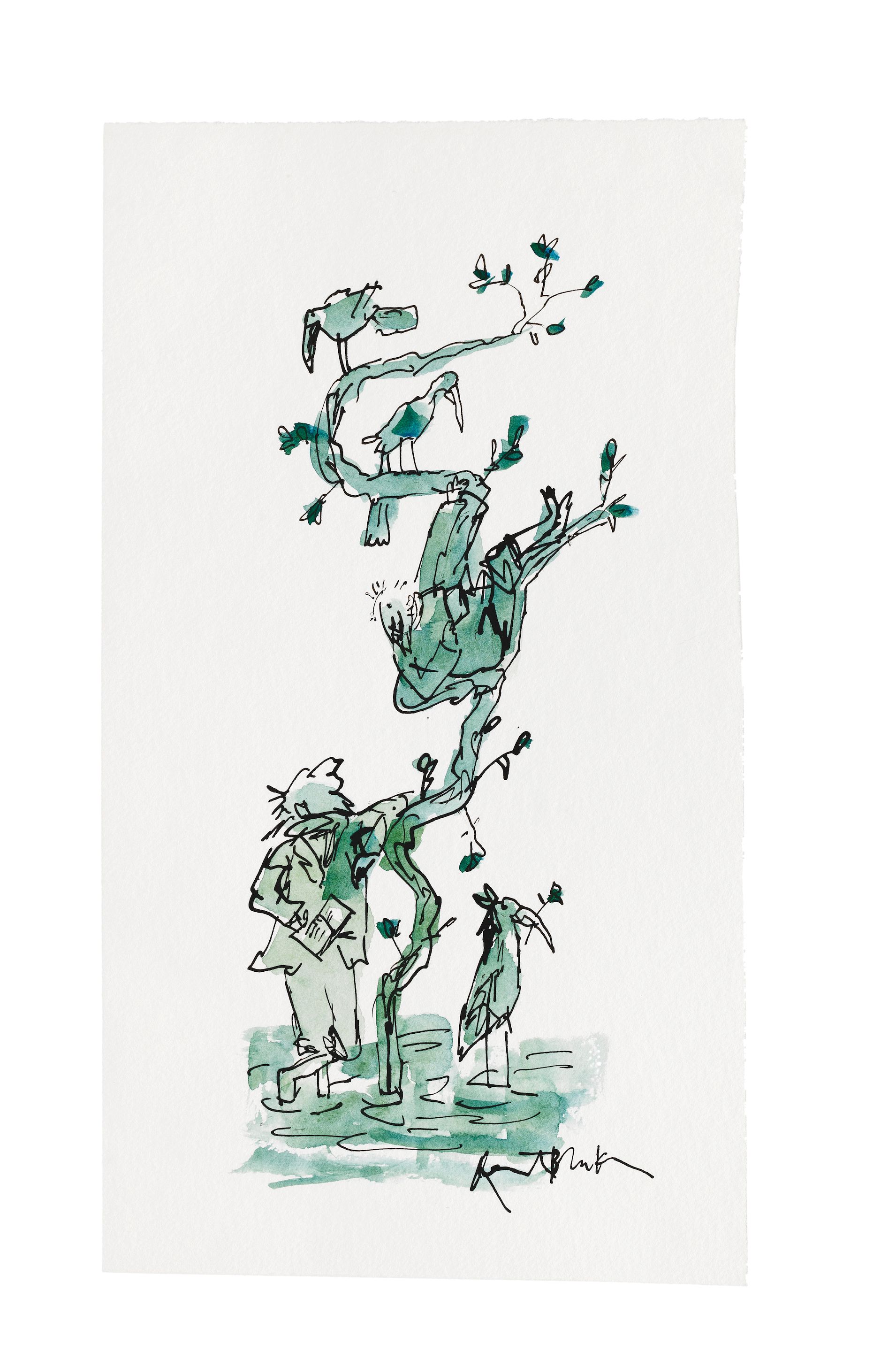 Bonhams : Sir Quentin Blake (British, born 1932) Reading in the Trees ...