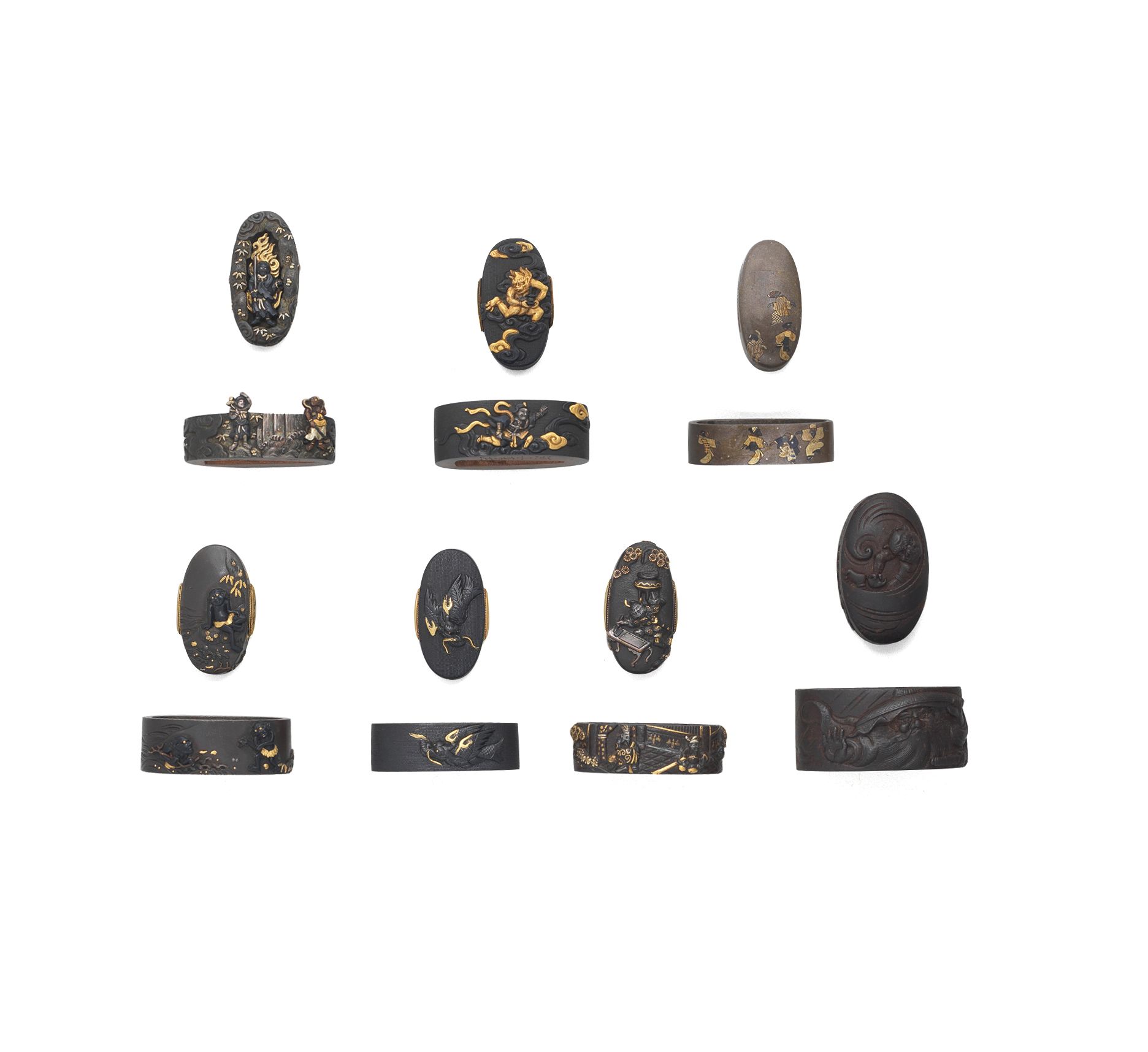 Bonhams : SEVEN FUCHI-GASHIRA (HILT COLLARS AND POMMELS) Edo period ...