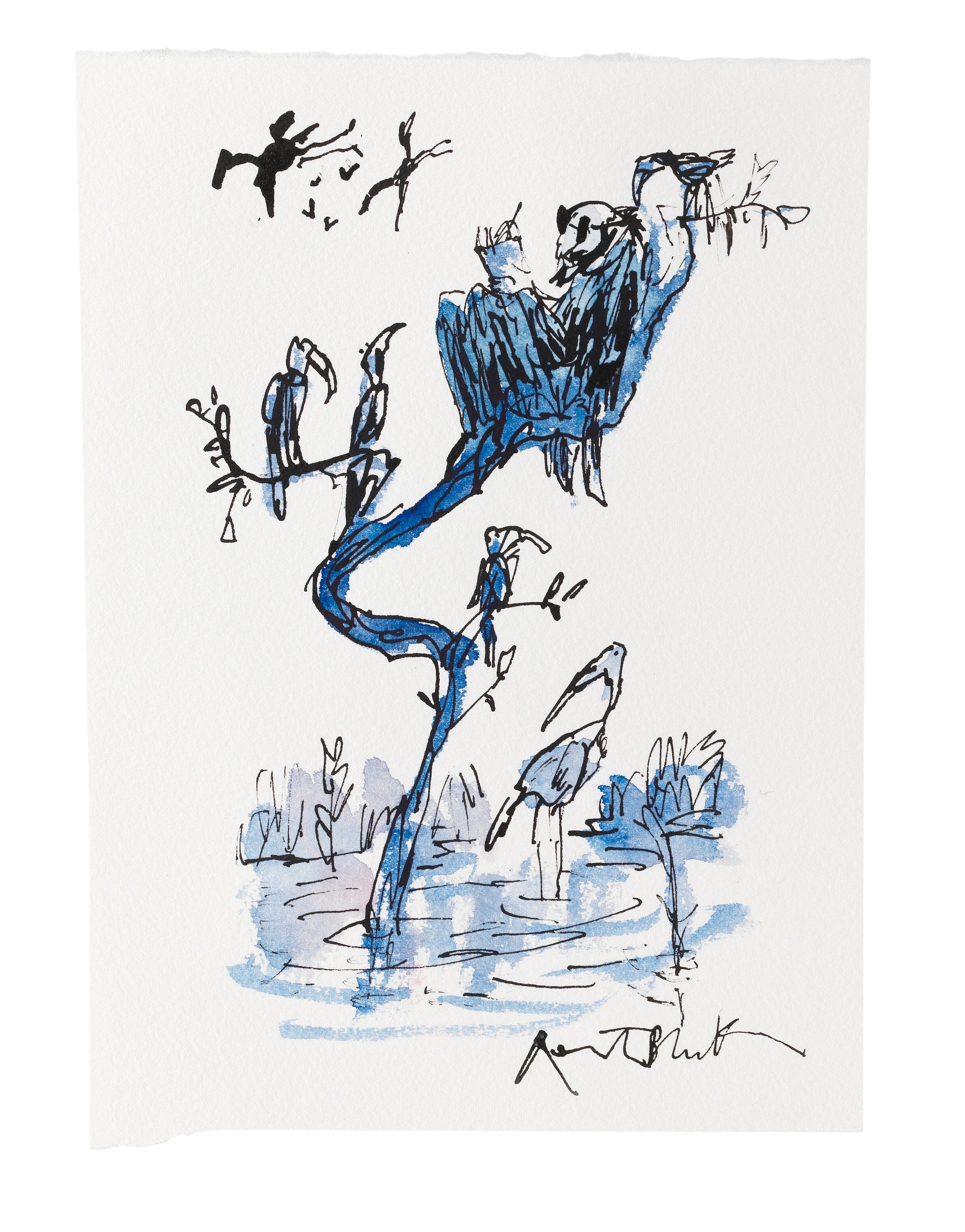 Bonhams : Sir Quentin Blake (British, born 1932) Reading in the Trees ...