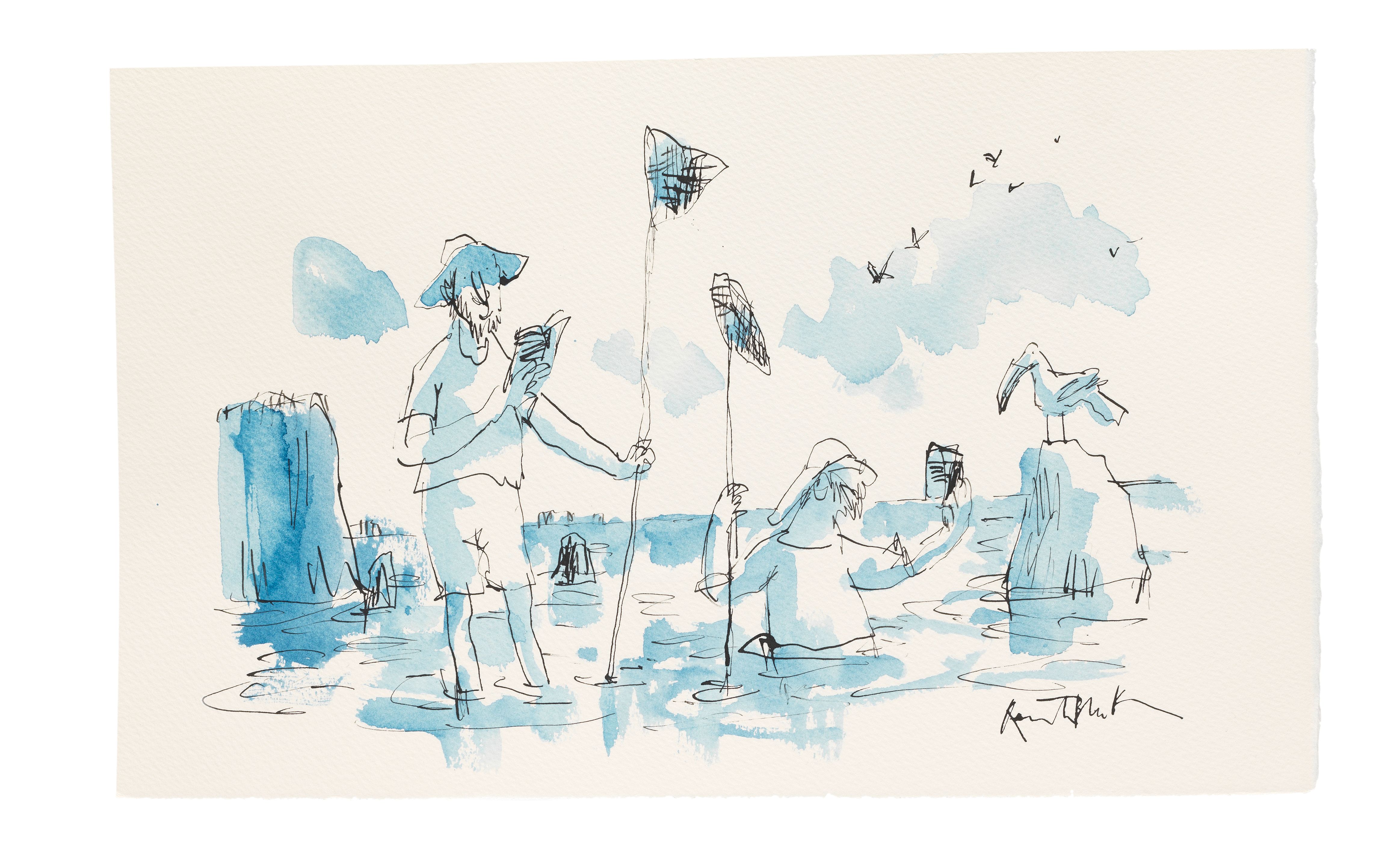 Bonhams : Sir Quentin Blake (British, born 1932) Wading No.6 (unframed ...
