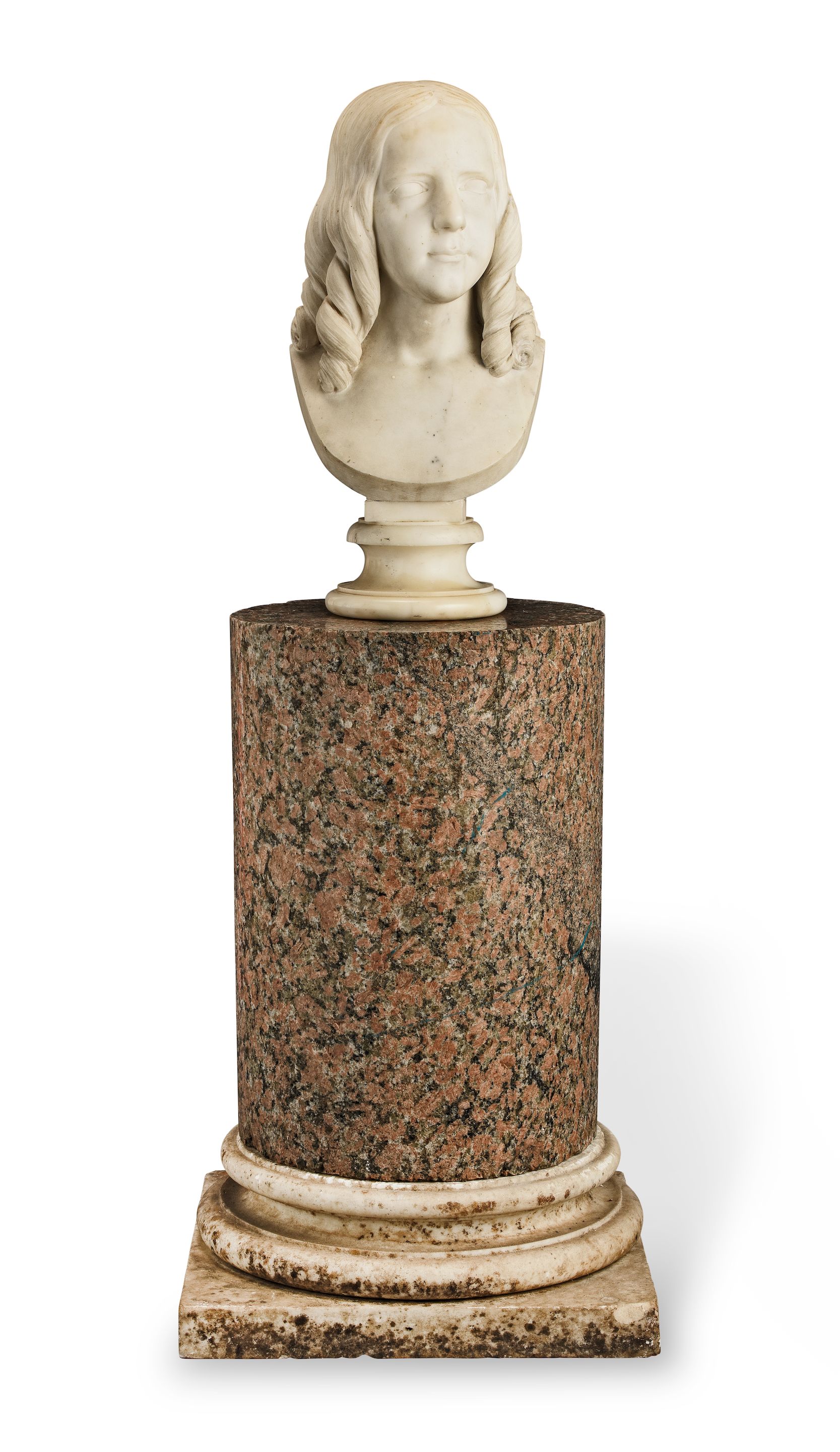 Bonhams : Joseph Watkins RHA (British, 1838-1871) A carved white marble bust of a young girl ...