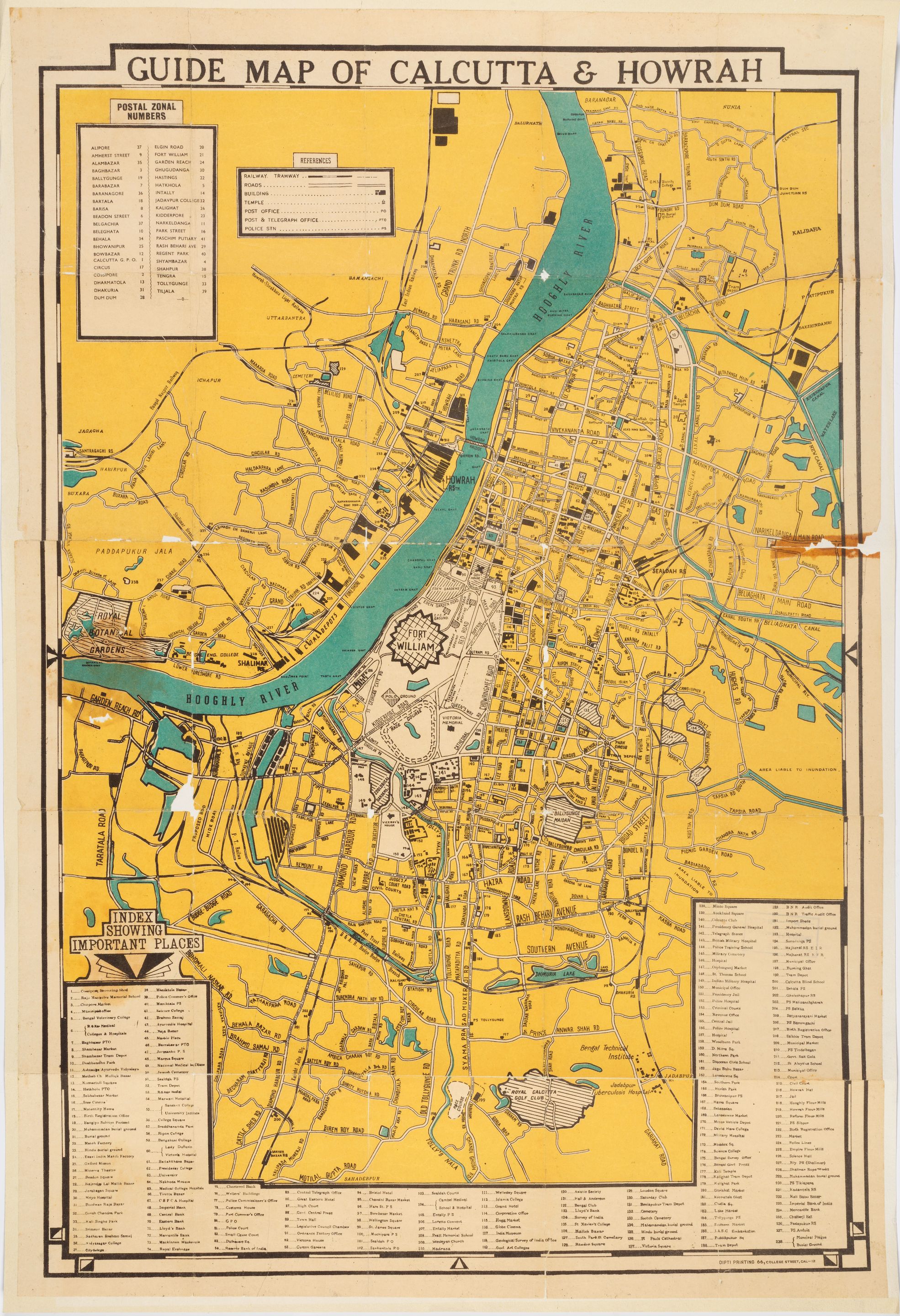 Bonhams : CALCUTTA AND BENGAL - MAPS. Guide Map of Calcutta & Howrah ...