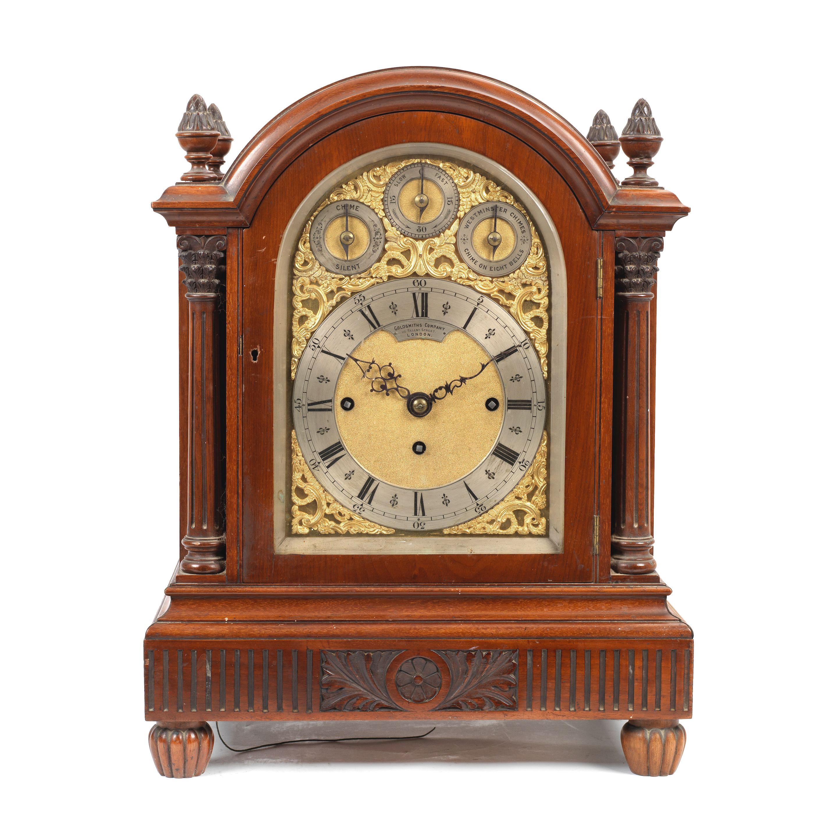 Bonhams : An early 20h century mahogany chiming bracket clock with pull ...