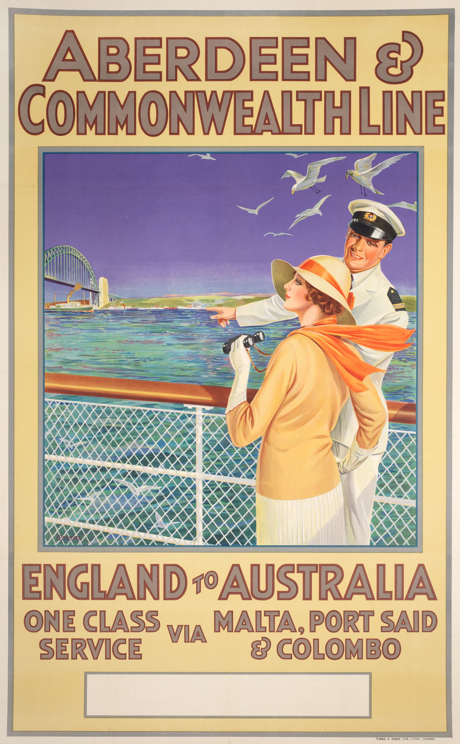 Bonhams : ERNEST LONGMATE (1876-) ABERDEEN & COMMONWEALTH LINE. ENGLAND ...