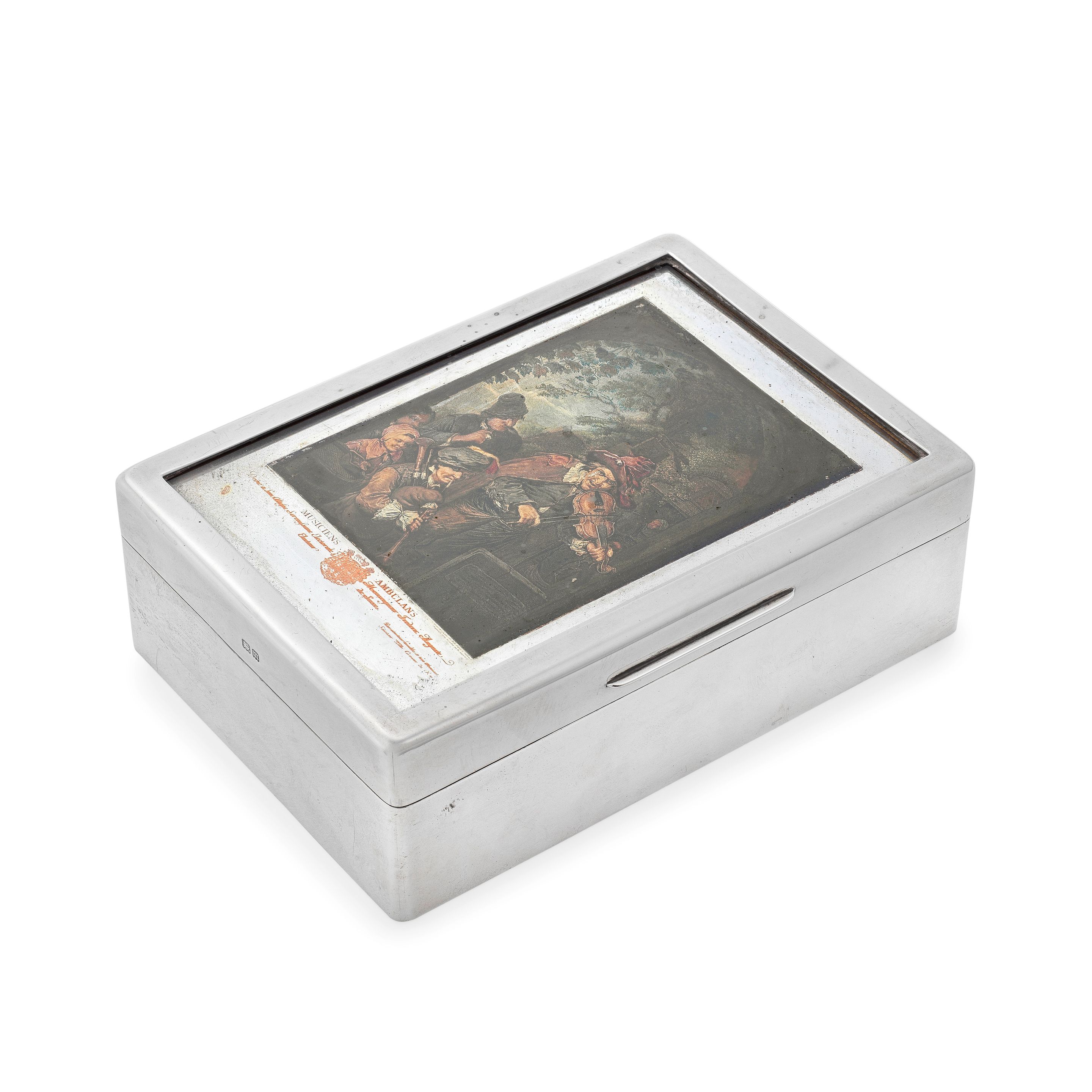 Bonhams : A silver cigarette box with inset engraving Cornelius ...