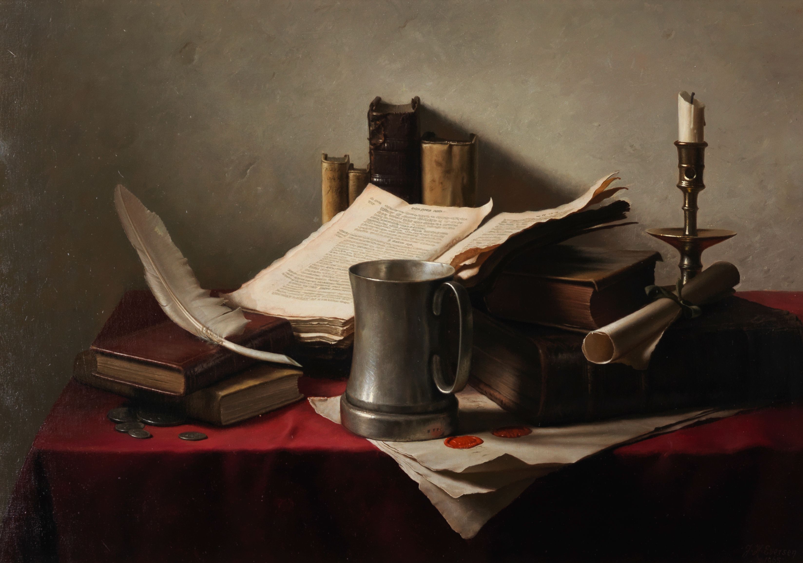 Bonhams : Jan Hendrik Eversen (Dutch, 1906-1995) Still life with books ...