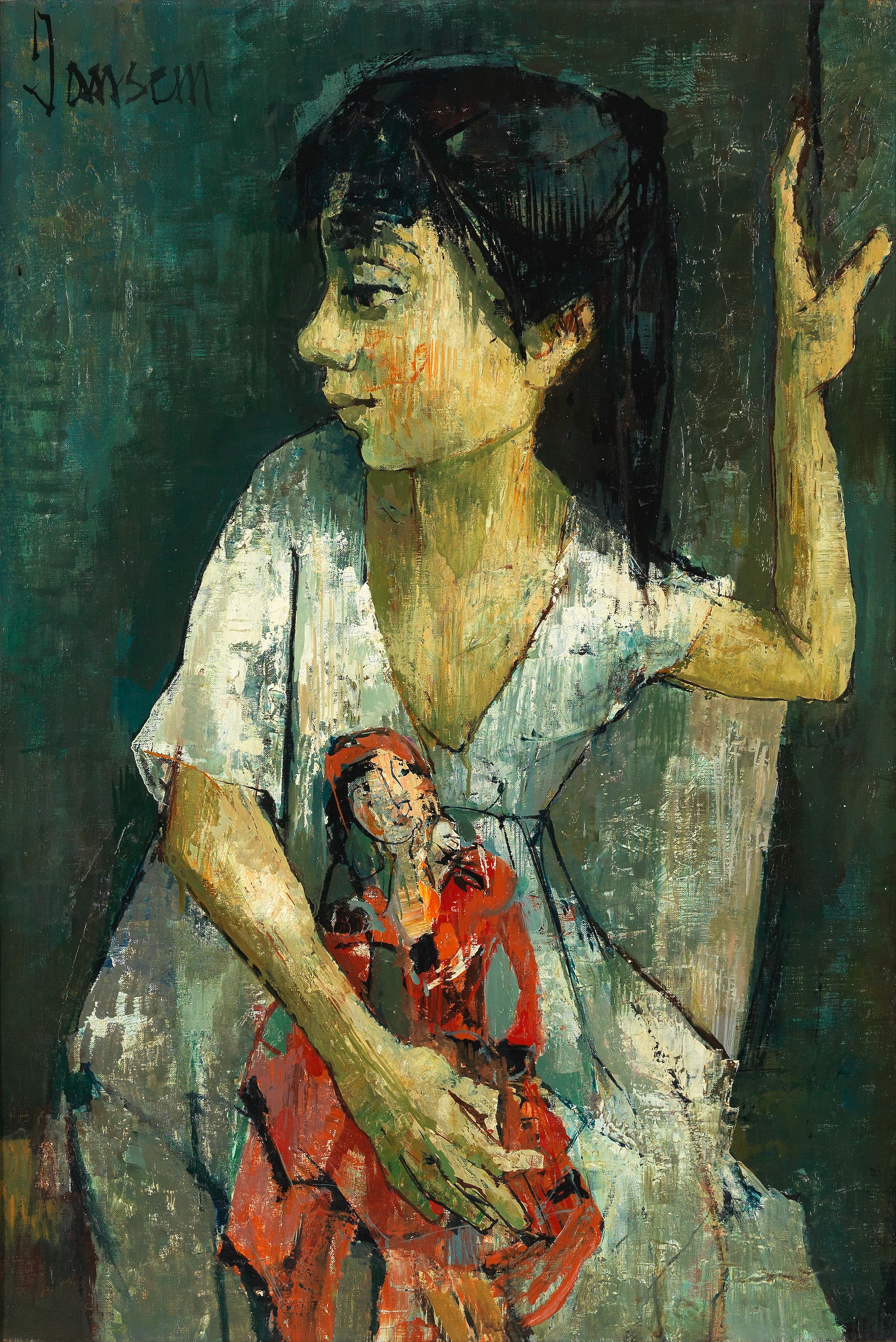 Bonhams : Jean Jansem (French, 1920-2013) 'Jeune fille avec la poupée'
