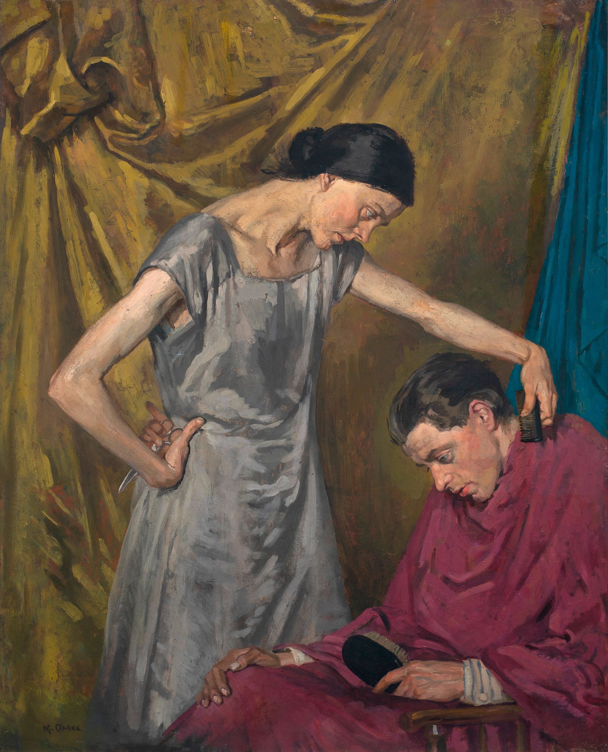 Bonhams : Margaret Clarke (Irish, 1888-1961) The Haircut 76.2 x 61 cm ...