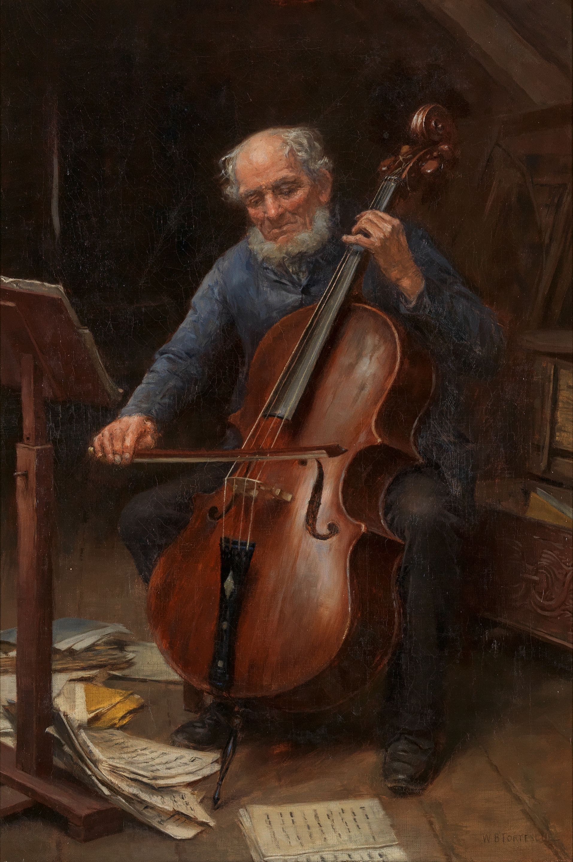 Bonhams : William Banks Fortescue (British, 1850-1924) The cello player