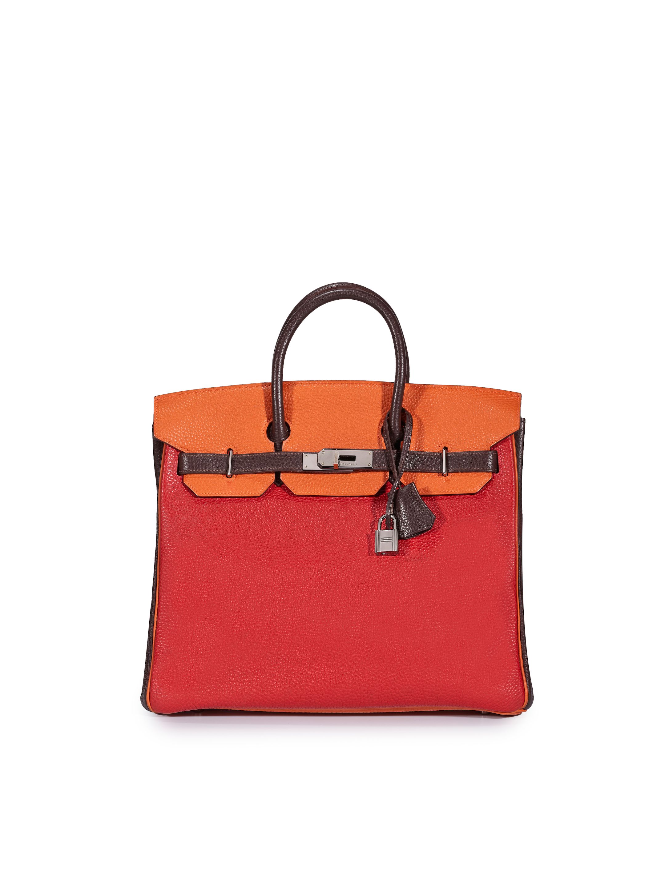 Bonhams : HERMÈS TRI-COLOR ROUGE GARANCE, CHOCOLATE & TERRE BATTUE ...