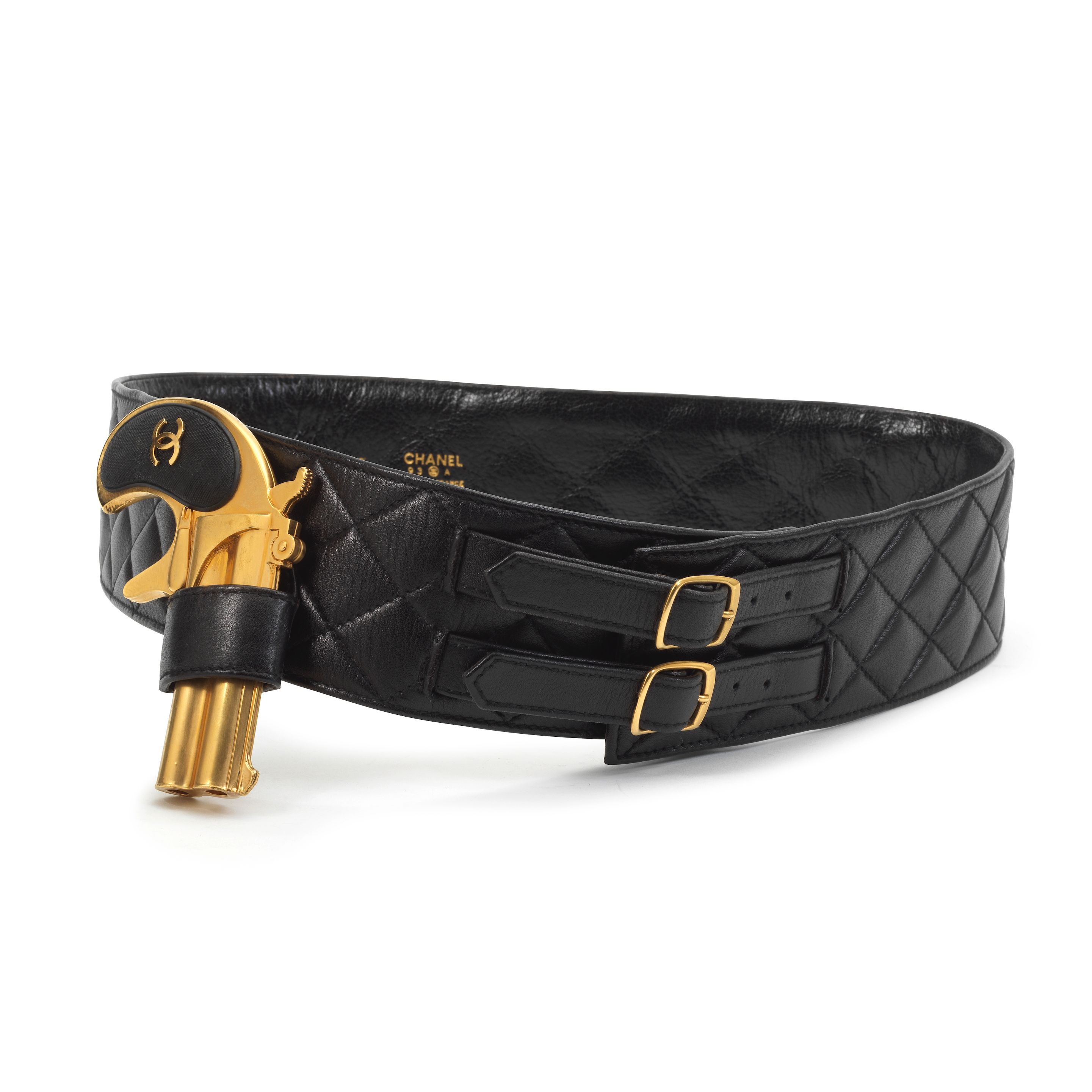 Bonhams : Chanel a Black Quilted Leather Pistol Gun Belt Autumn 1993 ...