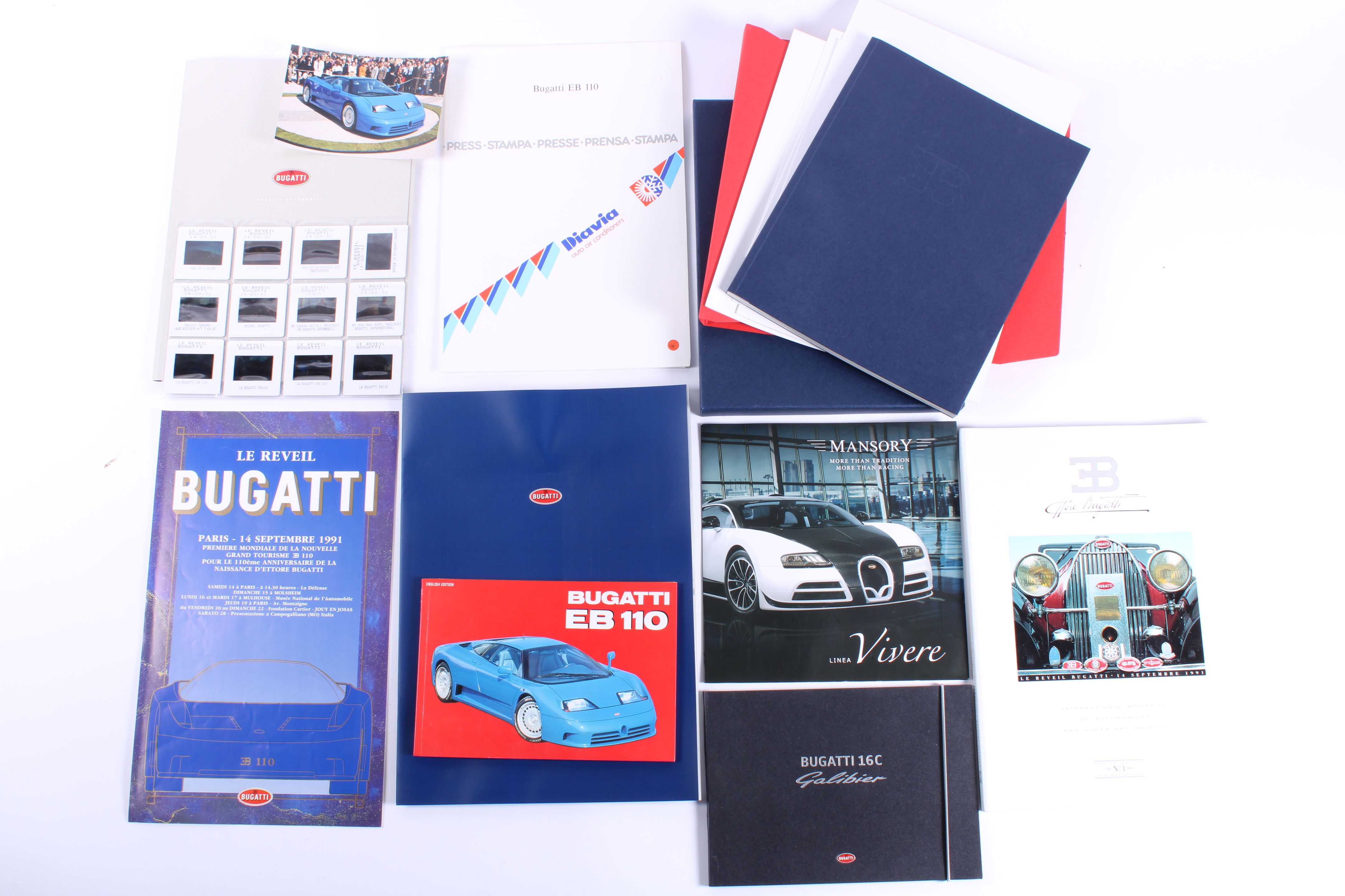 Bonhams Cars : Bugatti - assorted sales brochures and ephemera, 1990s, ((Qty))