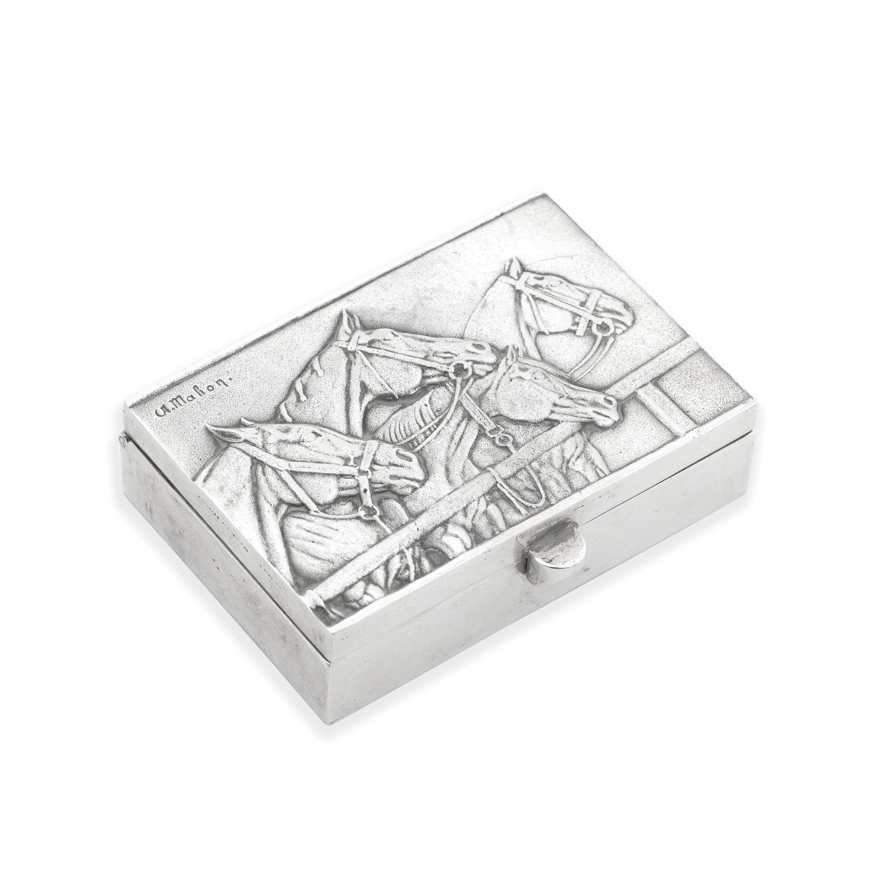 Bonhams : An Italian silver 'race horse' trinket box maker's mark 'N ...