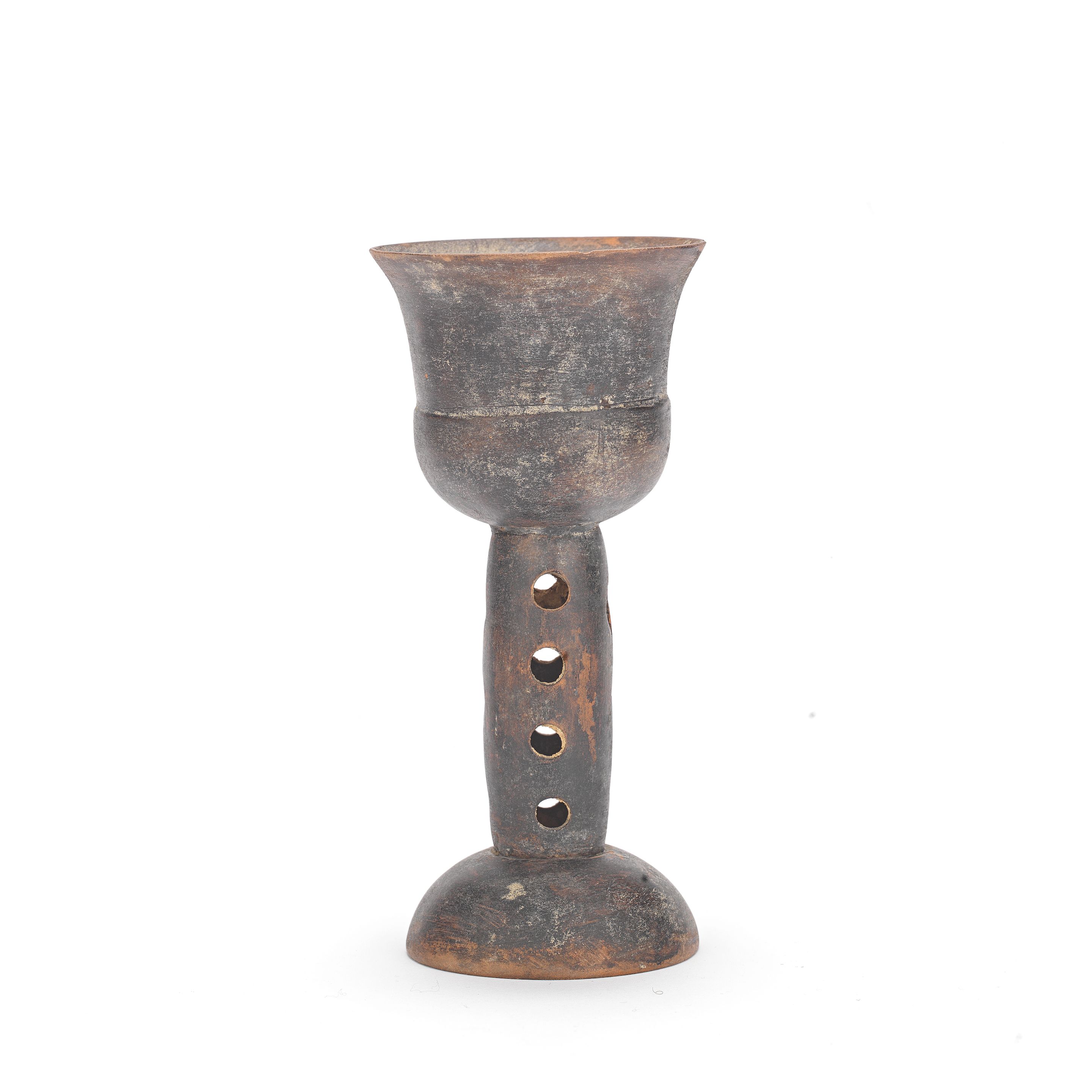 Bonhams : A BURNISHED BLACK POTTERY STEM CUP Neolithic period, Longshan ...