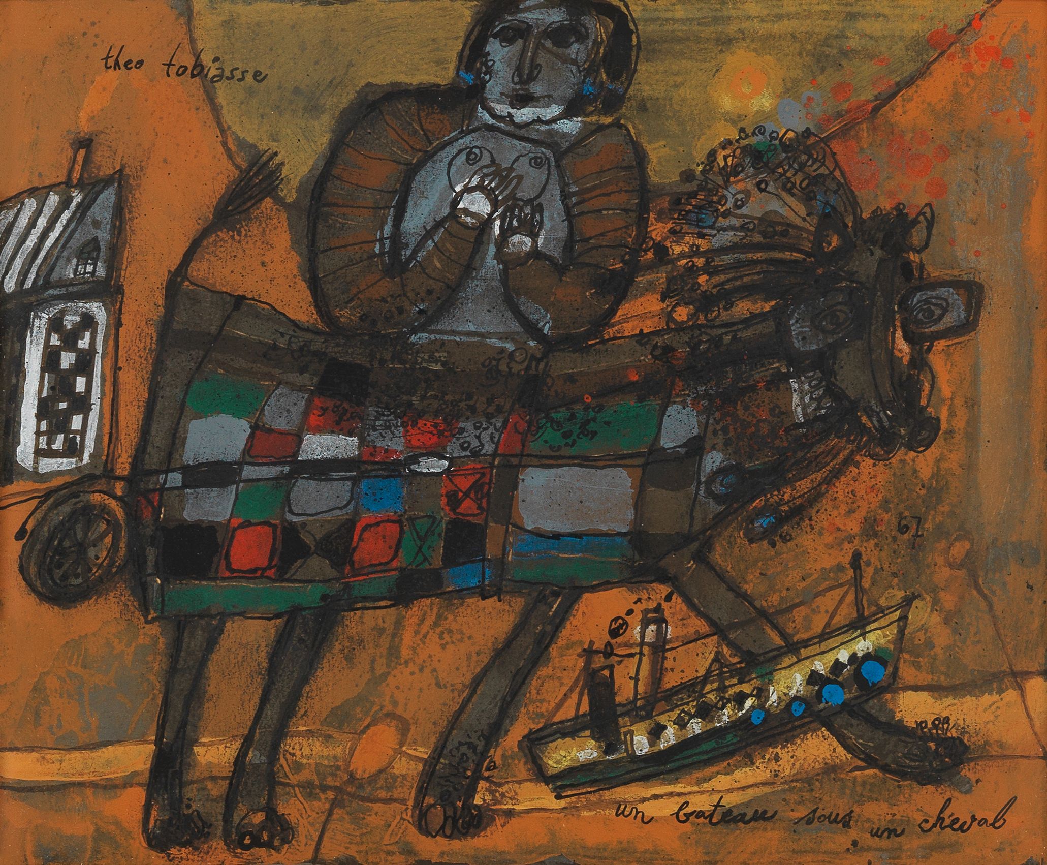 Bonhams : Théo Tobiasse (French, 1927-2012) 'Un bâteau sous un cheval'