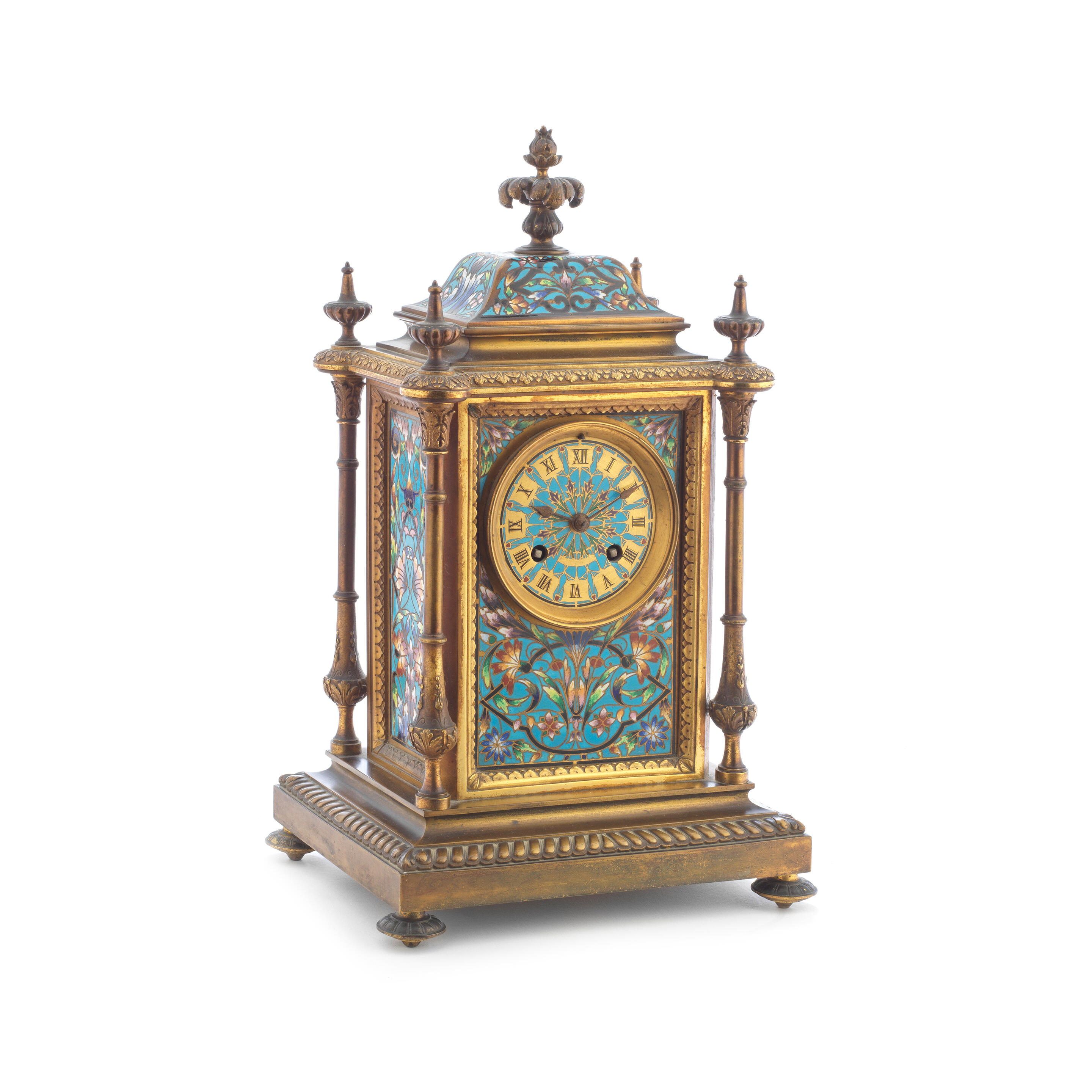 Bonhams : A late 19th century French gilt brass and champleve enamel mantel clock the movement ...