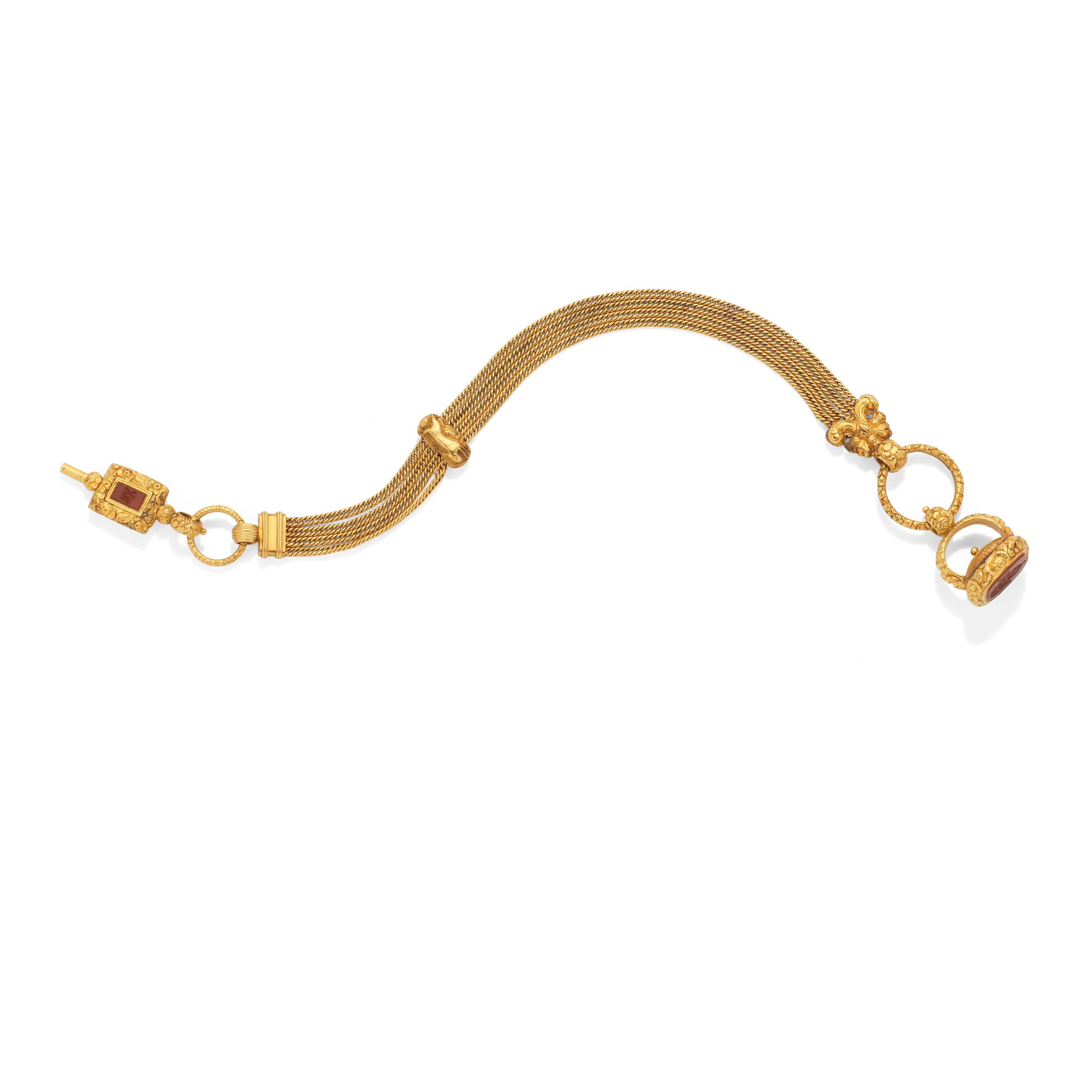 Bonhams : CARNELIAN SEAL FOB AND KEY CHAIN, CIRCA 1830