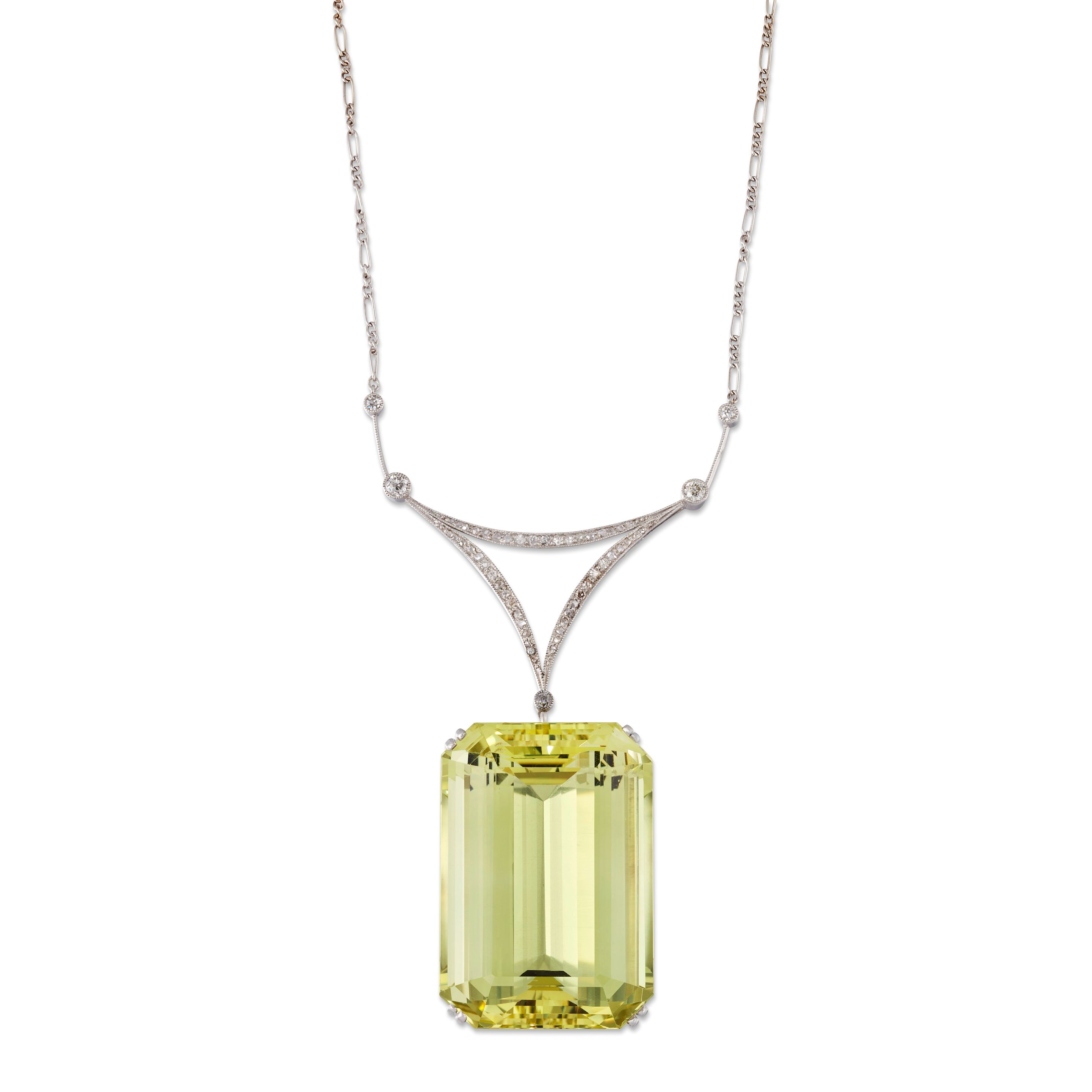 Bonhams : HELIODOR AND DIAMOND NECKLACE