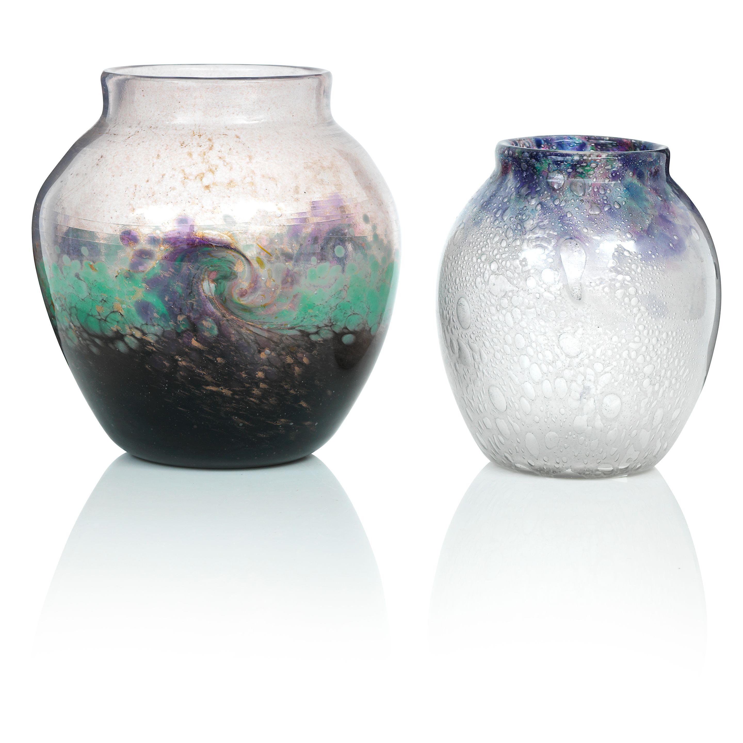 Bonhams : Two Monart glass vases