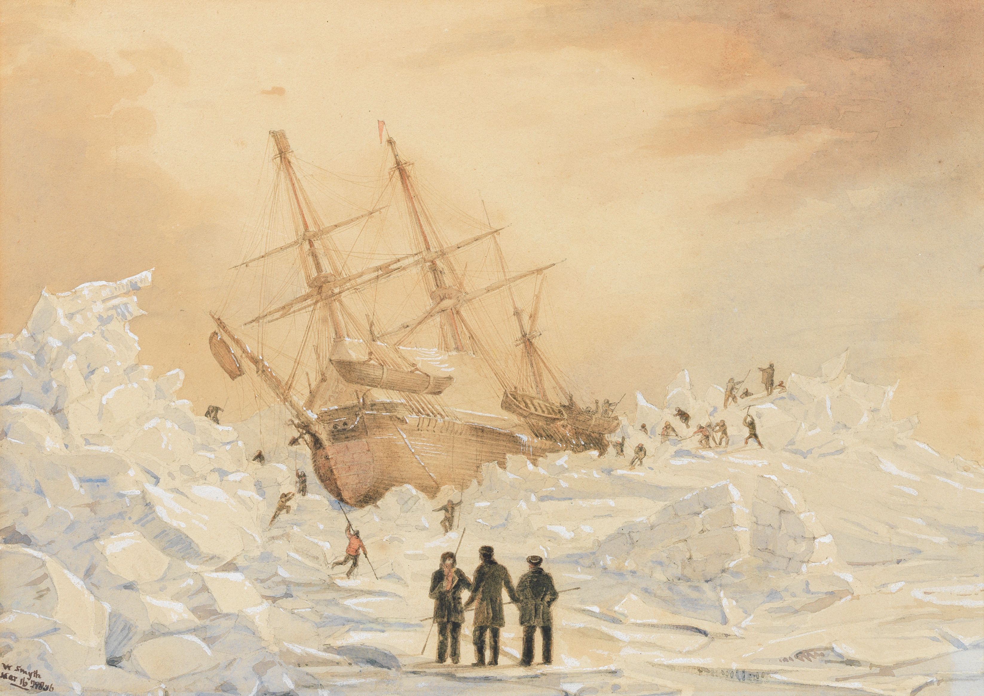 Bonhams : William Smyth (British, 1799-1877) HMS Terror trapped in pack ...
