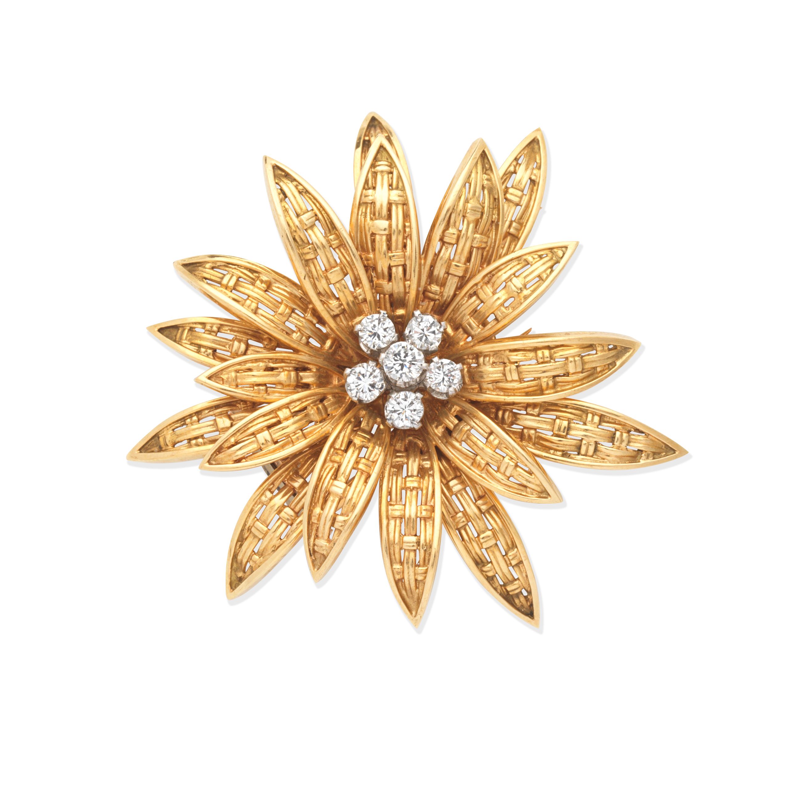 Bonhams : DIAMOND FLOWER BROOCH