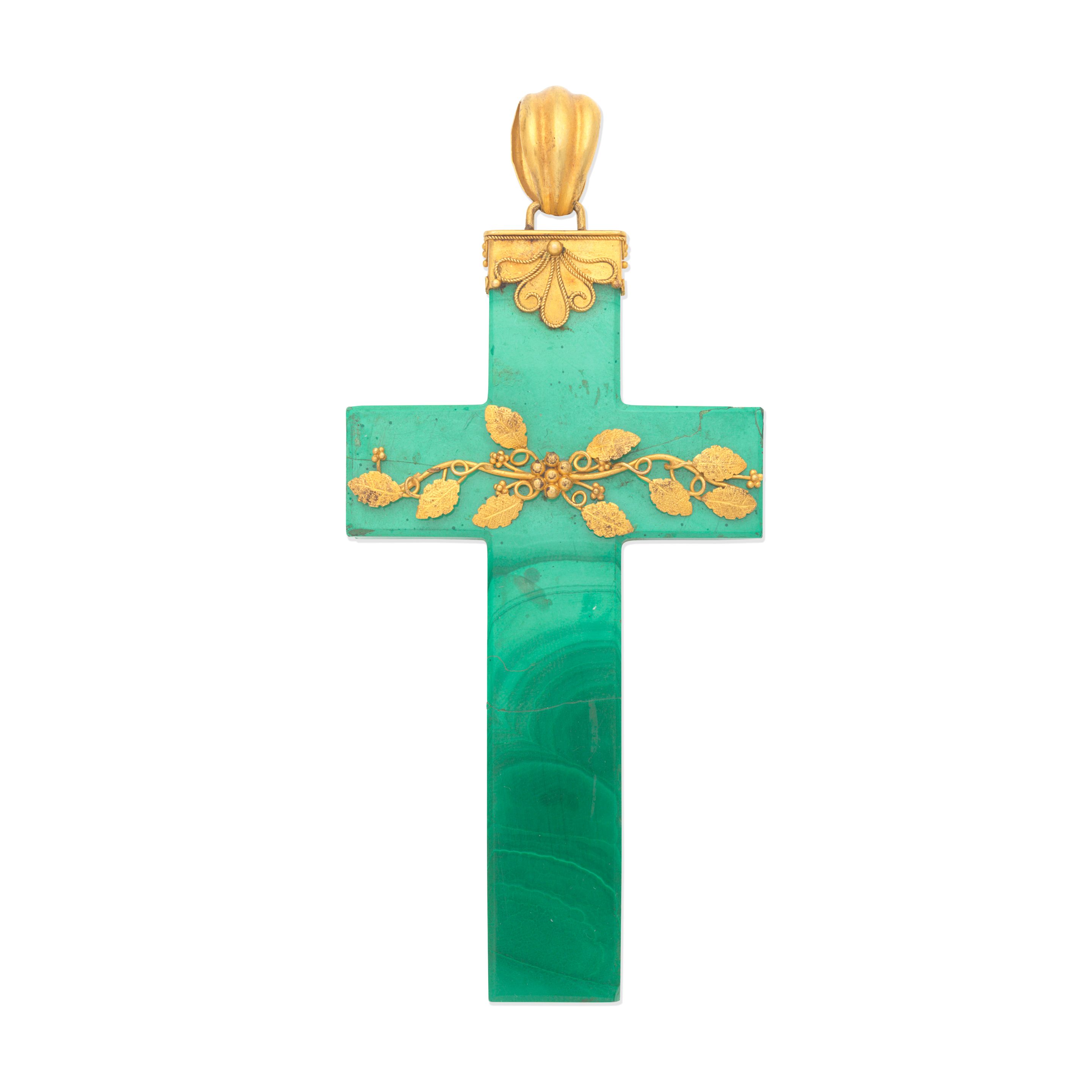 Bonhams : MALACHITE CROSS PENDANT,