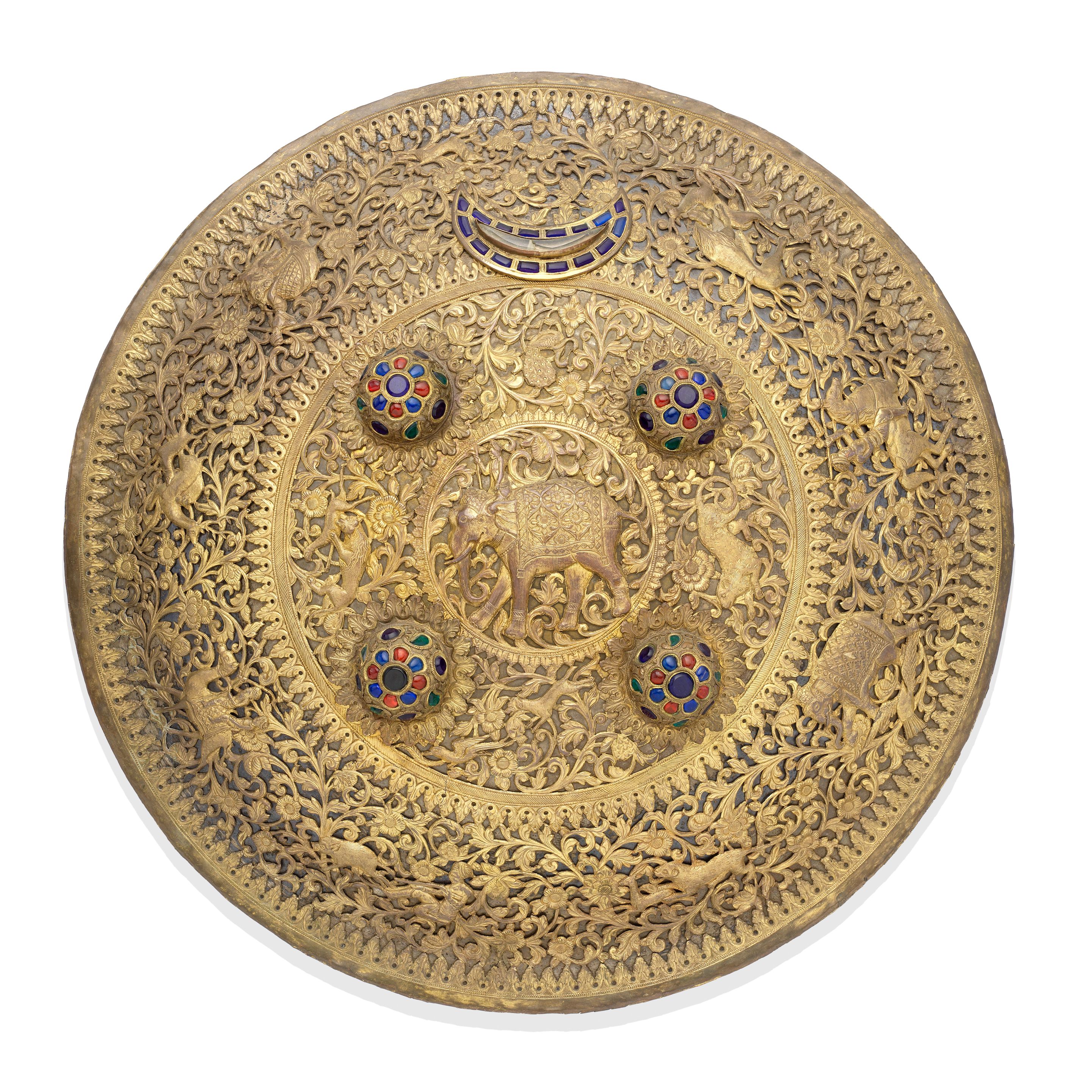 Bonhams : A gilt-copper mounted brass shield Kutch, late 19th Century