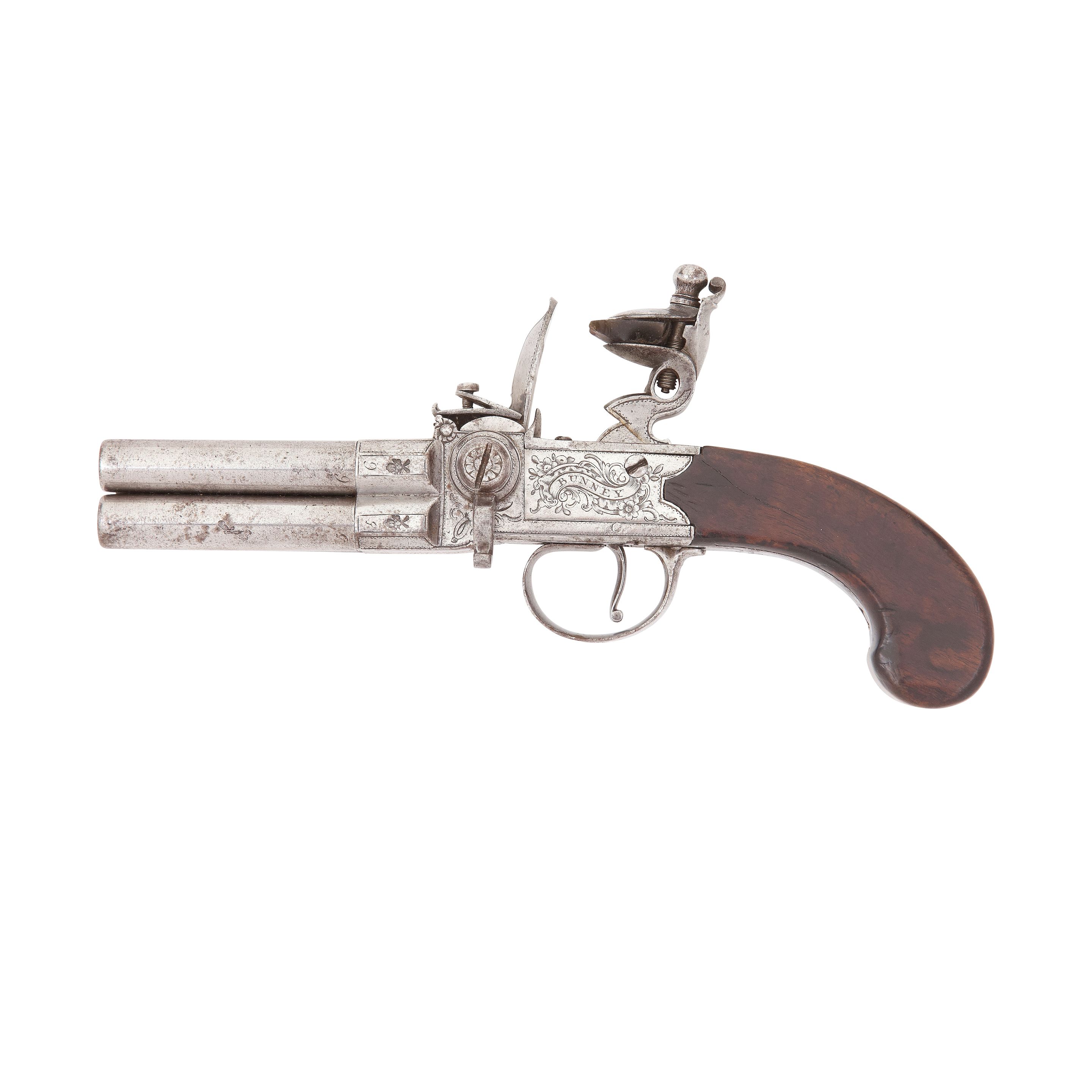 Bonhams : An 80-Bore Flintlock Four-Barrelled Box-Lock Tap-Action Pistol