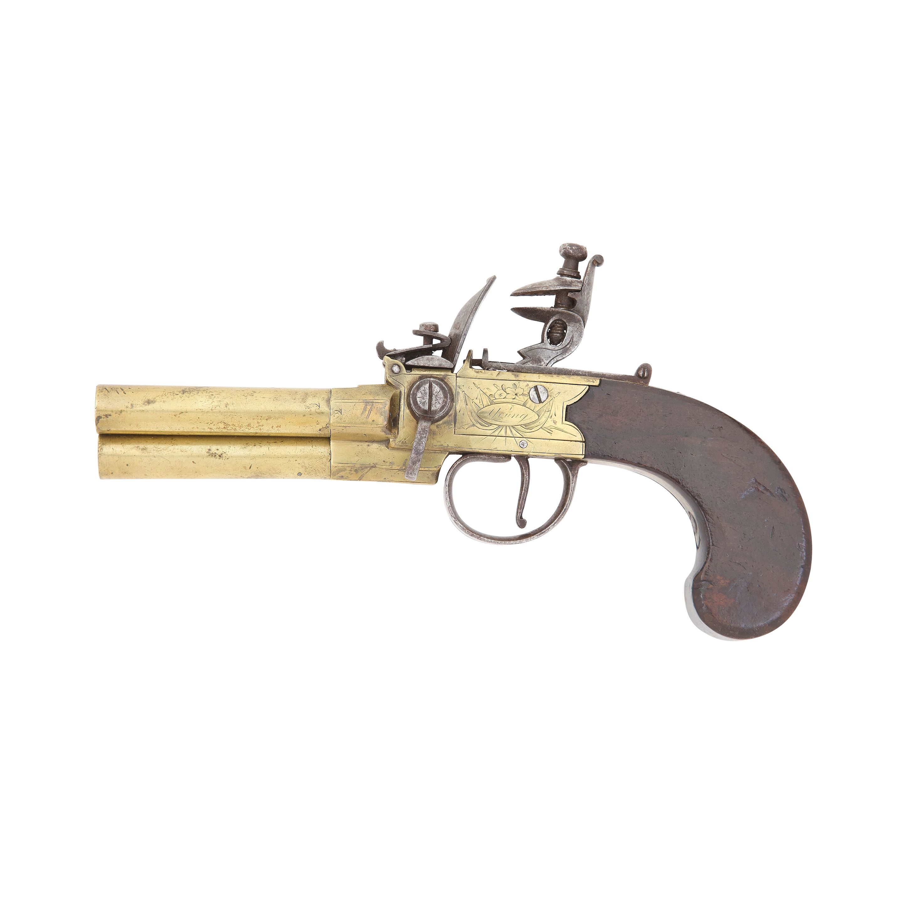 Bonhams : An 80-Bore Three-Barrelled Flintlock Box-Lock Tap-Action Pistol