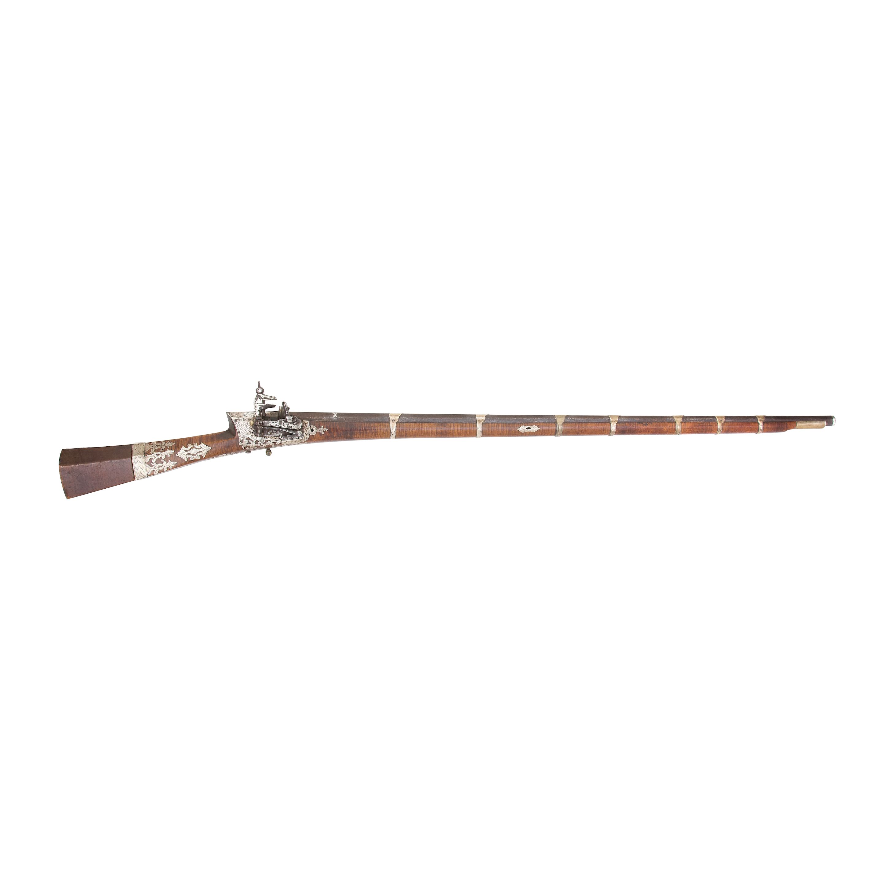 Bonhams : A Turkish 16-Bore Miquelet-Lock Silver-Mounted Gun (Shishana)