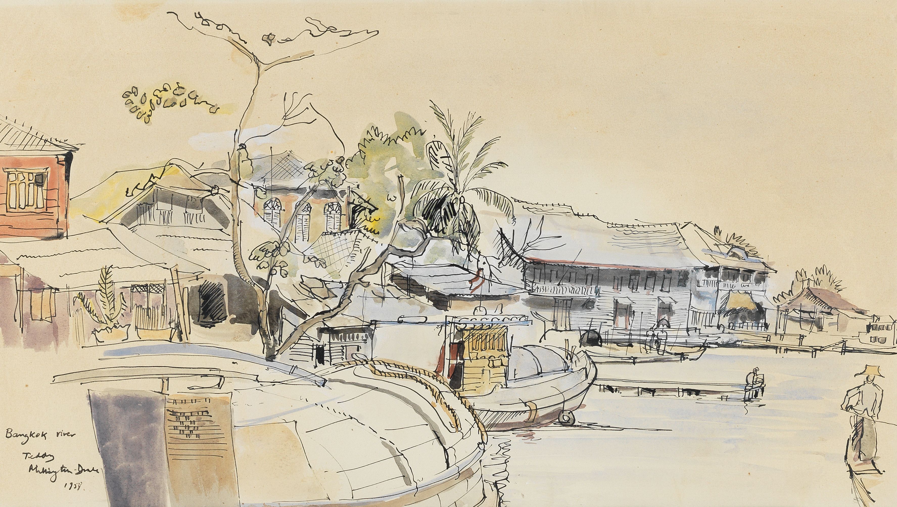 Bonhams : Teddy Millington-Drake (British, 1932-1994) 'Bangkok River'