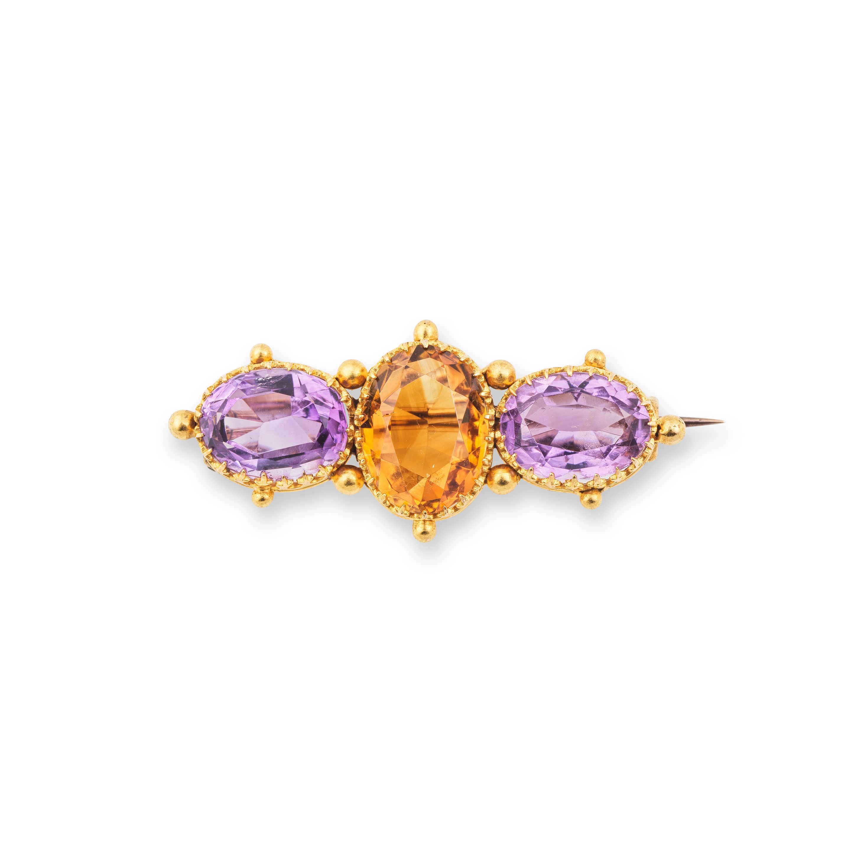 Bonhams Cornette de Saint Cyr : BROCHE AMETHYSTES ET CITRINE