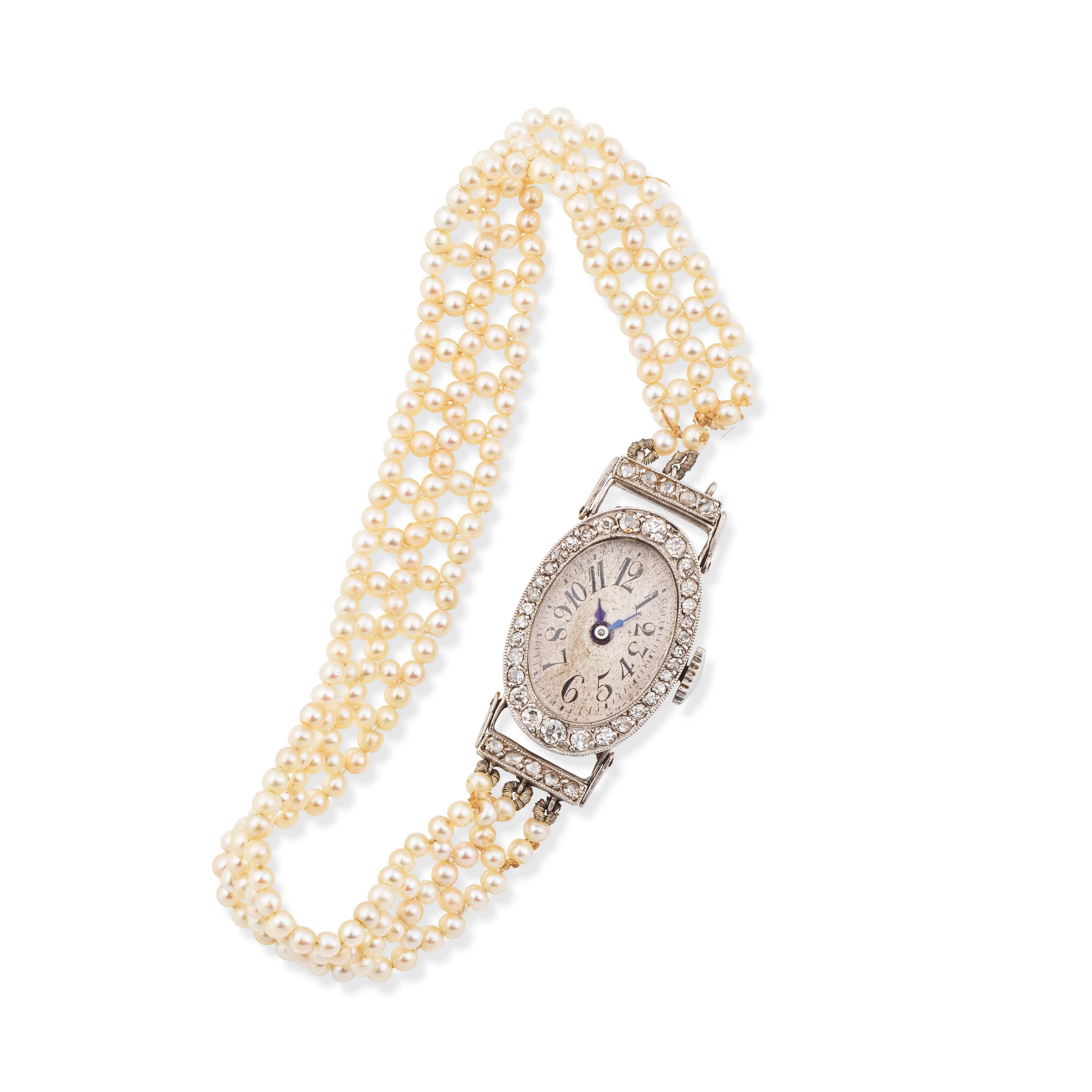 Bonhams Cornette de Saint Cyr : MONTRE DE DAME PERLES ET DIAMANTS ...
