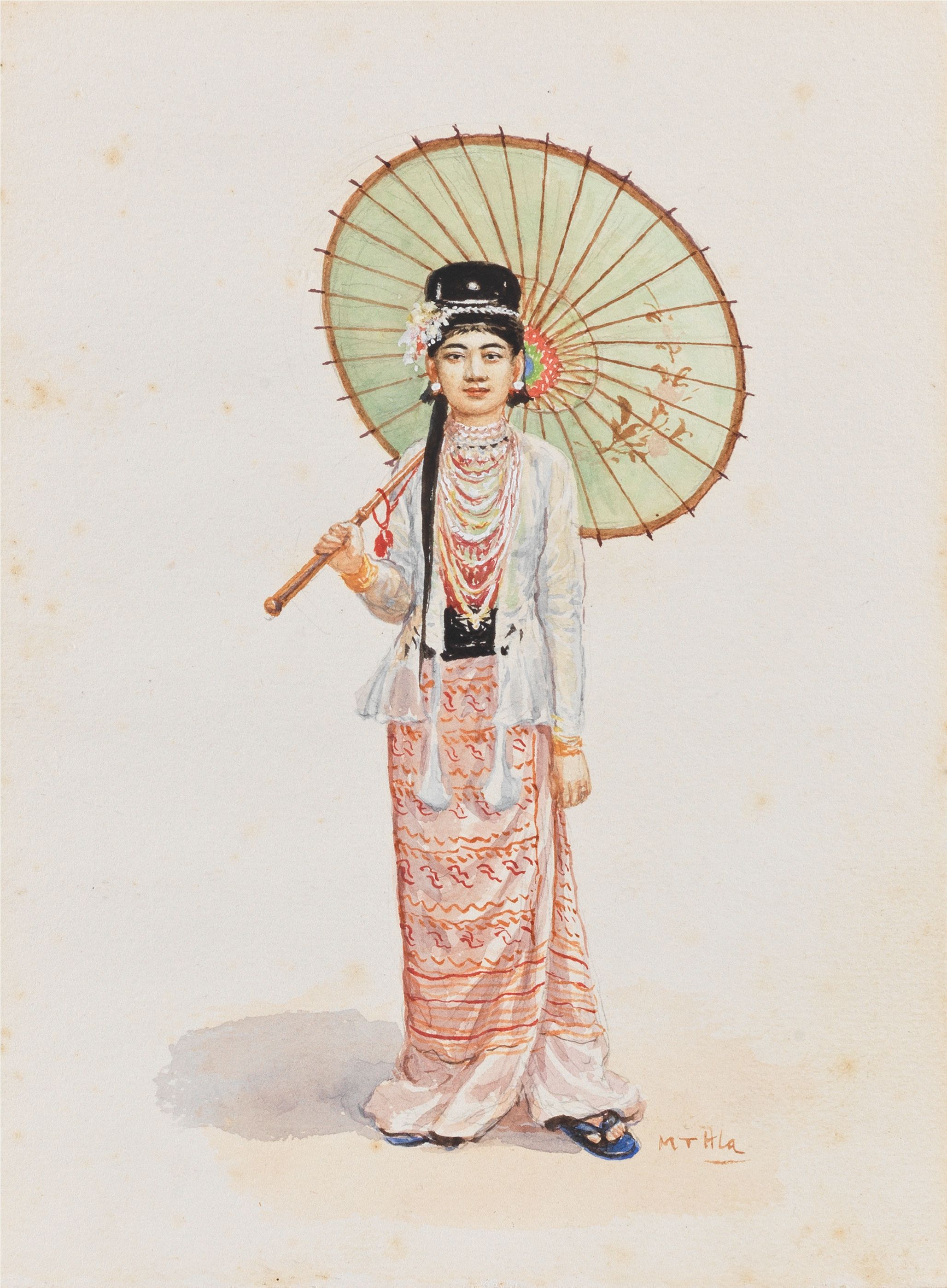 Bonhams : Mg Tun Hla (Burmese, 1874-1946) Three portrait studies of Burmese figures (3)