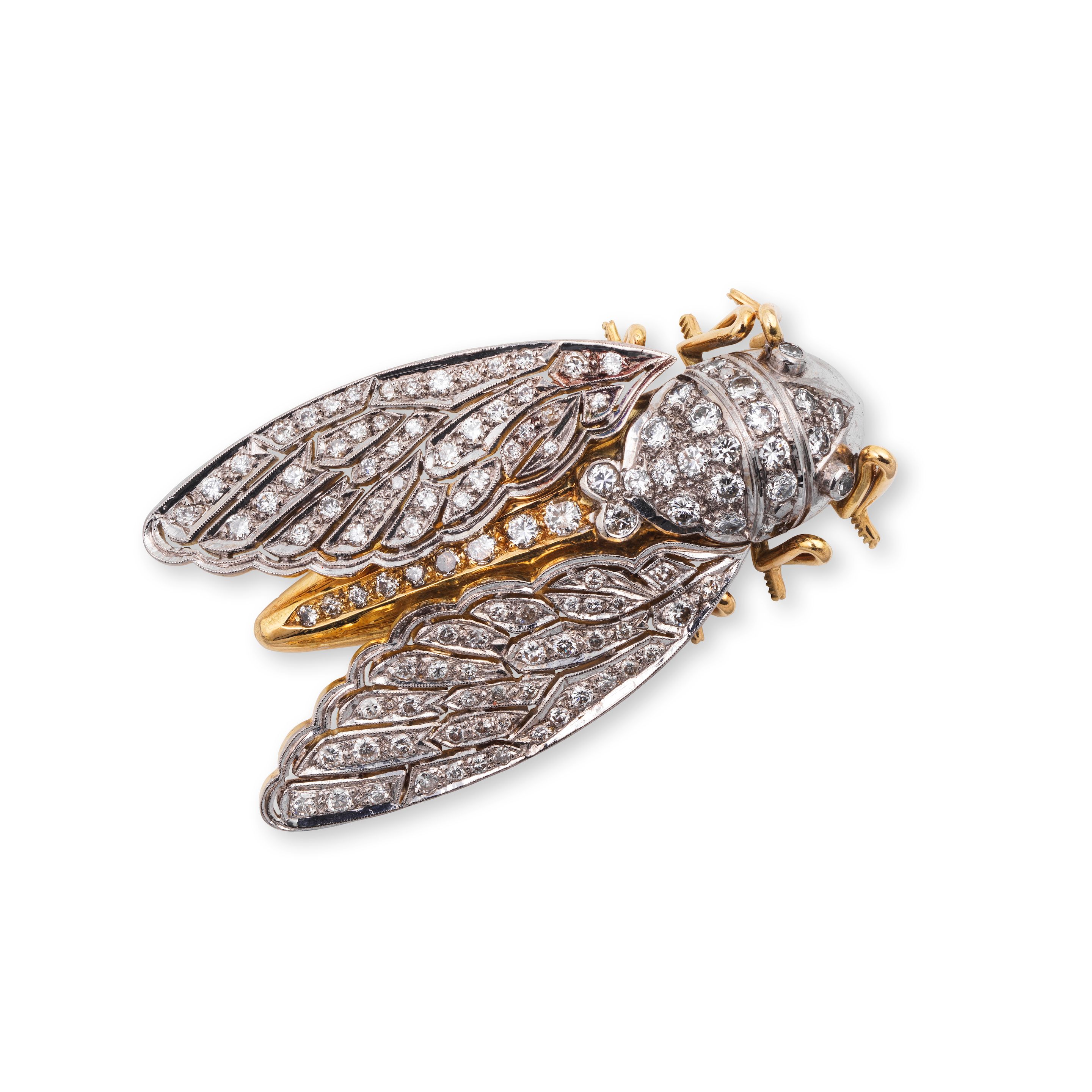Bonhams Cornette de Saint Cyr : BROCHE CIGALE DIAMANTS