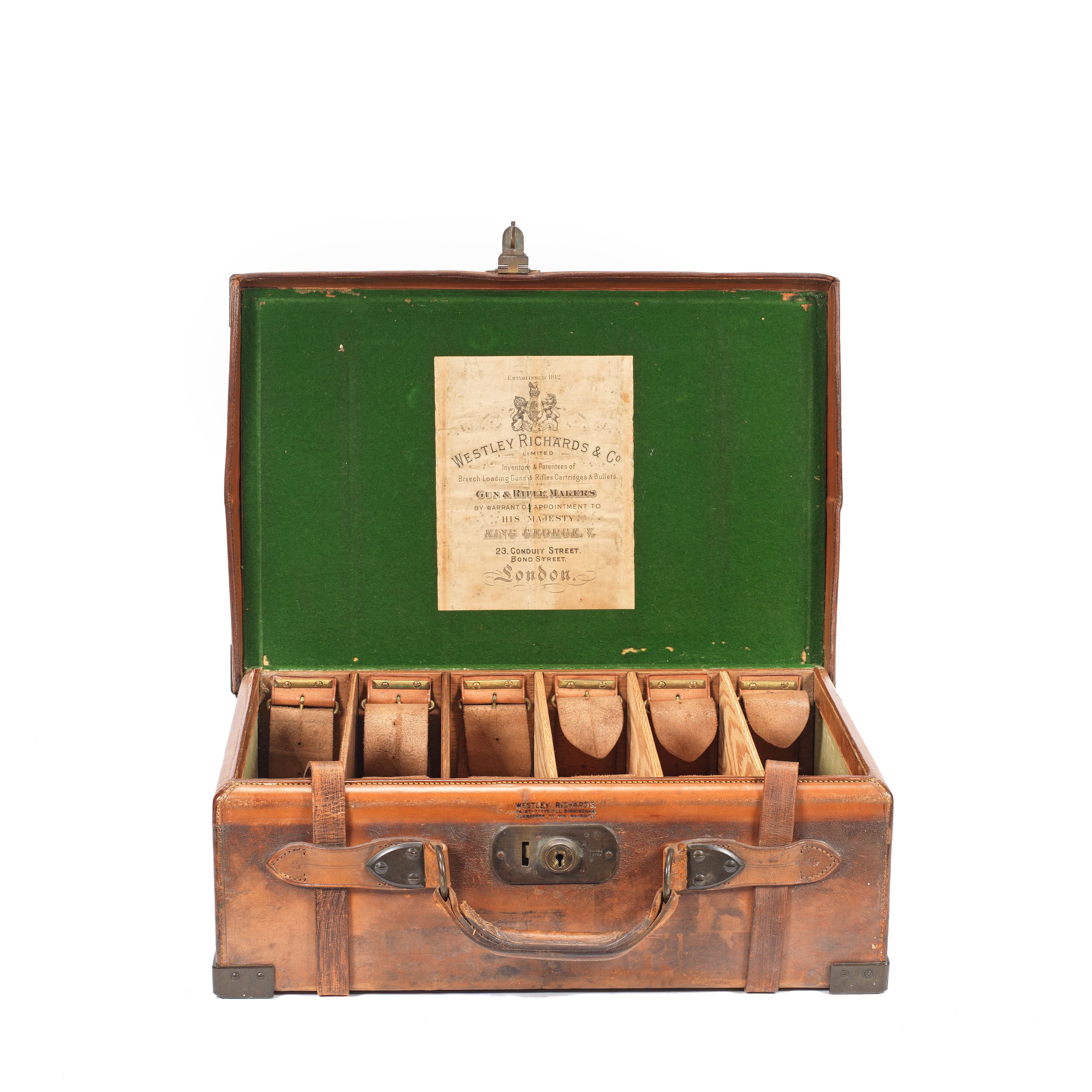 Bonhams : A large brass-mounted leather cartridge magazine by Westley ...