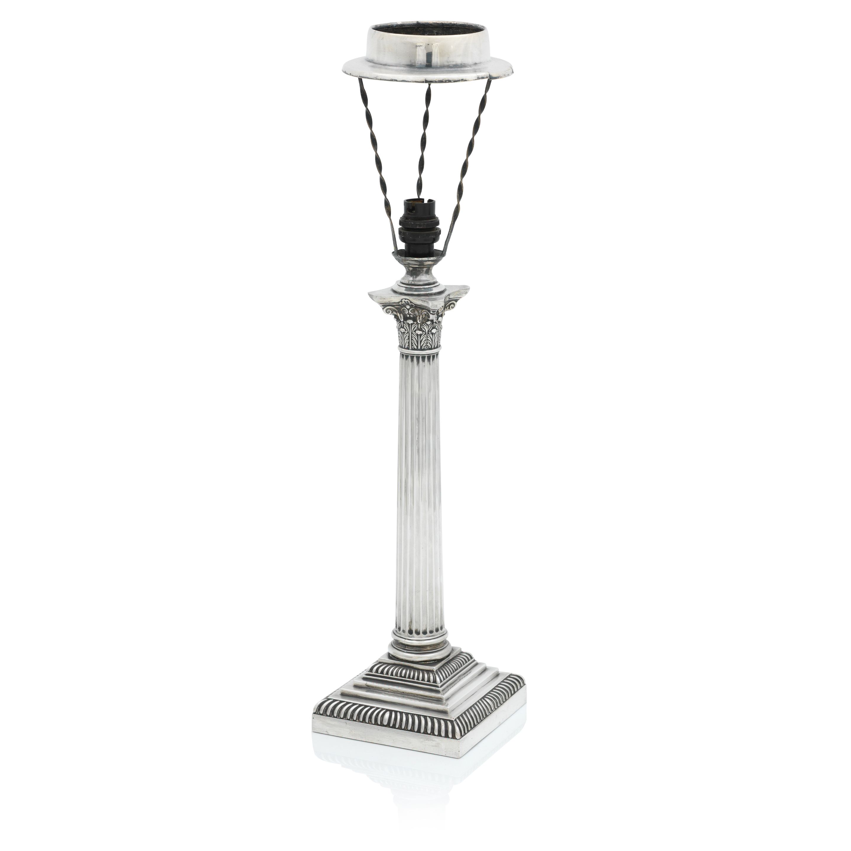 Bonhams : AN EDWARDIAN CORINTHIAN COLUMN SILVER TABLE LAMP By ...