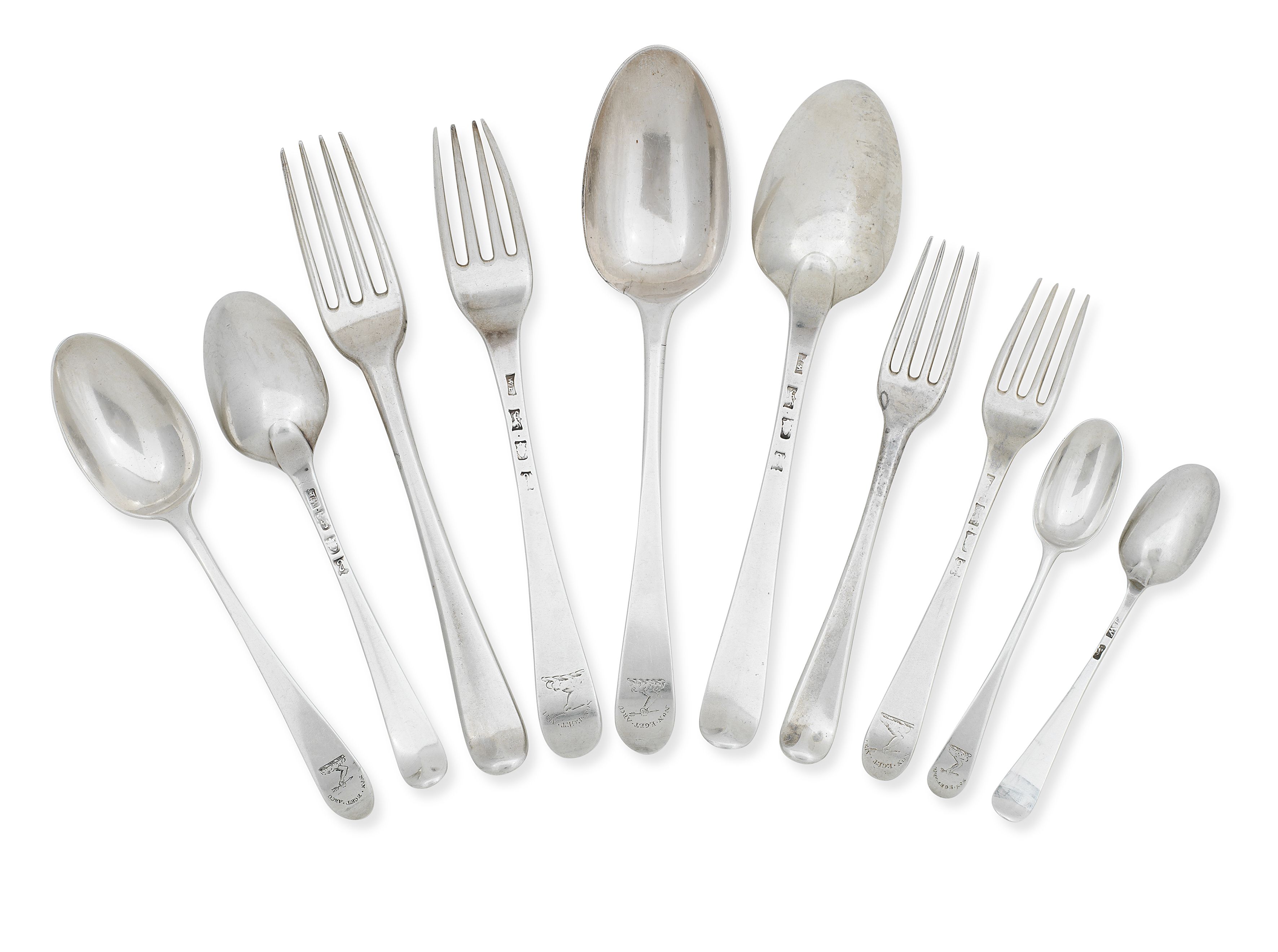 Bonhams : A PART CANTEEN OF OLD ENGLISH PATTERN CUTLERY Makers' marks ...