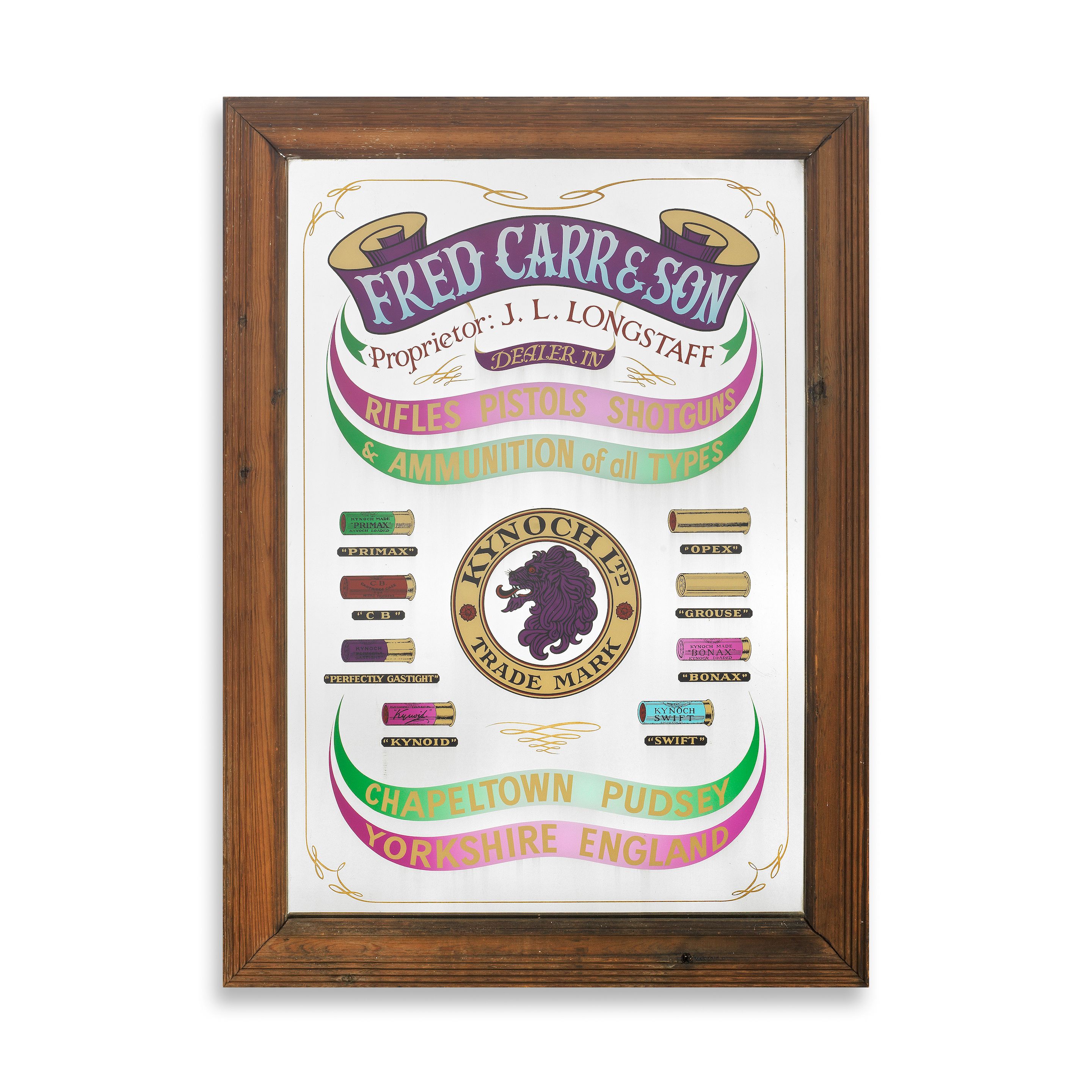 Bonhams : An advertising display mirror for Fred Carr & Son