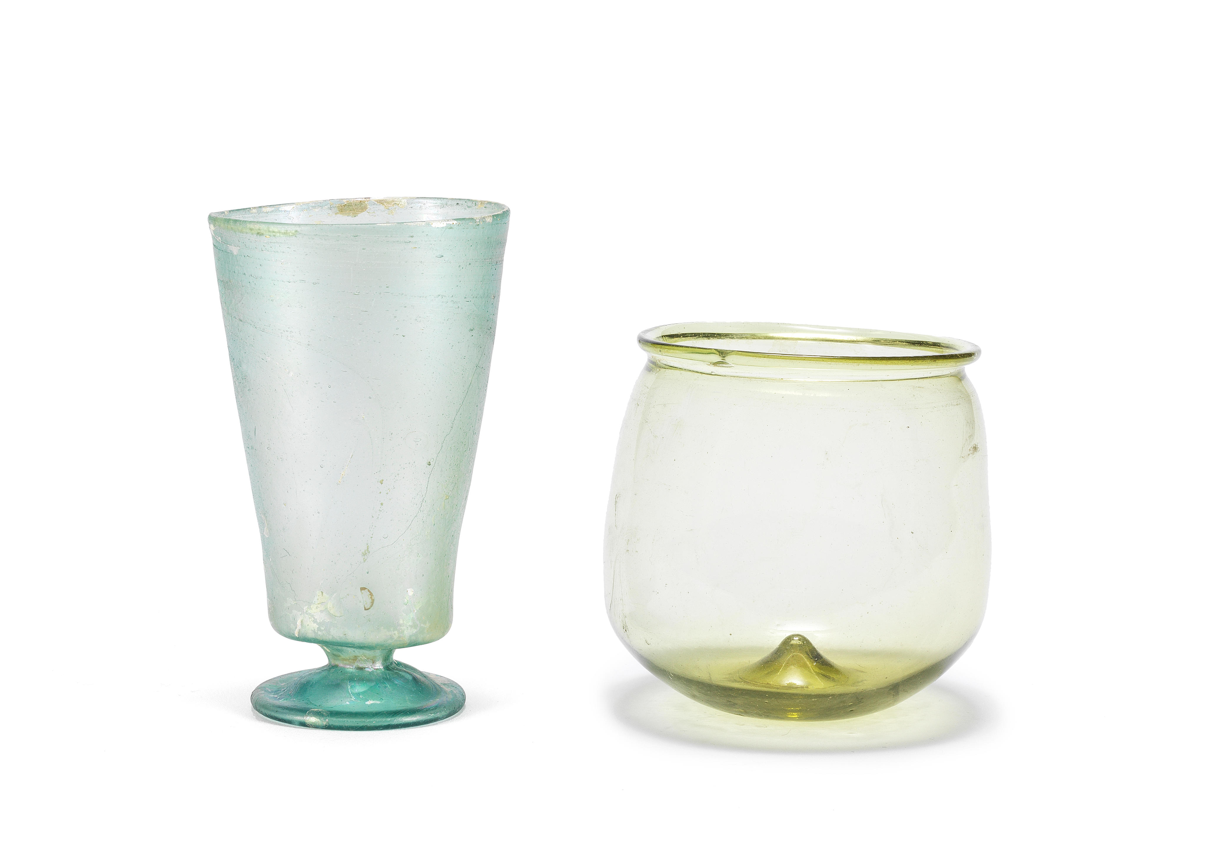Bonhams A Roman Green Glass Beaker And A Roman Blue Glass Footed Beaker 2