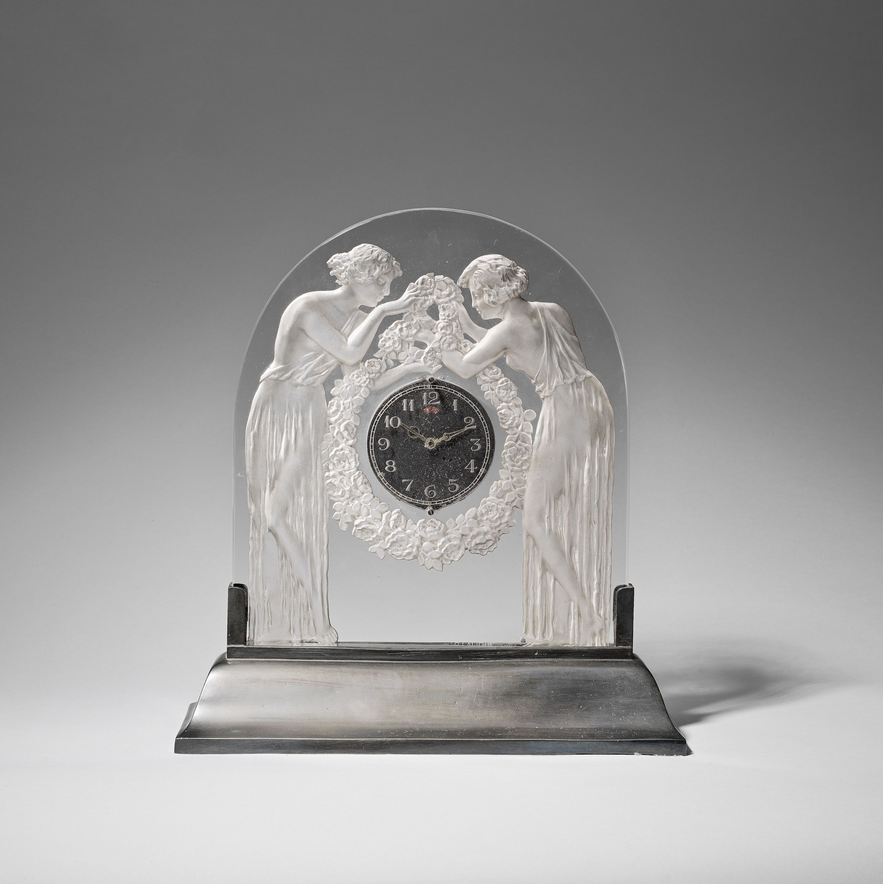 Bonhams : René Lalique 'Deux Figurines' mantel clock, designed 1926