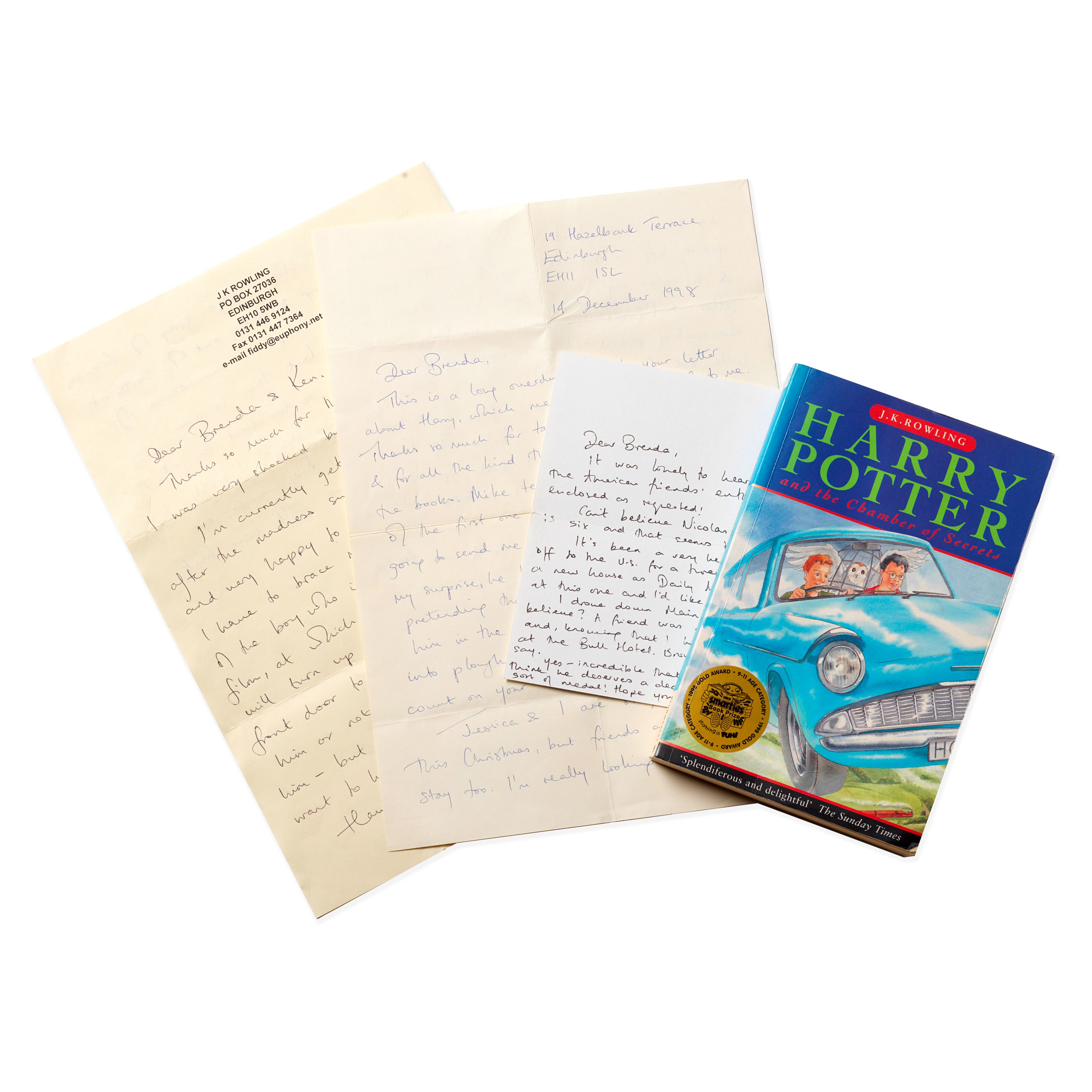 Bonhams : ROWLING (J.K.) Three autograph letters signed; with inscribed ...
