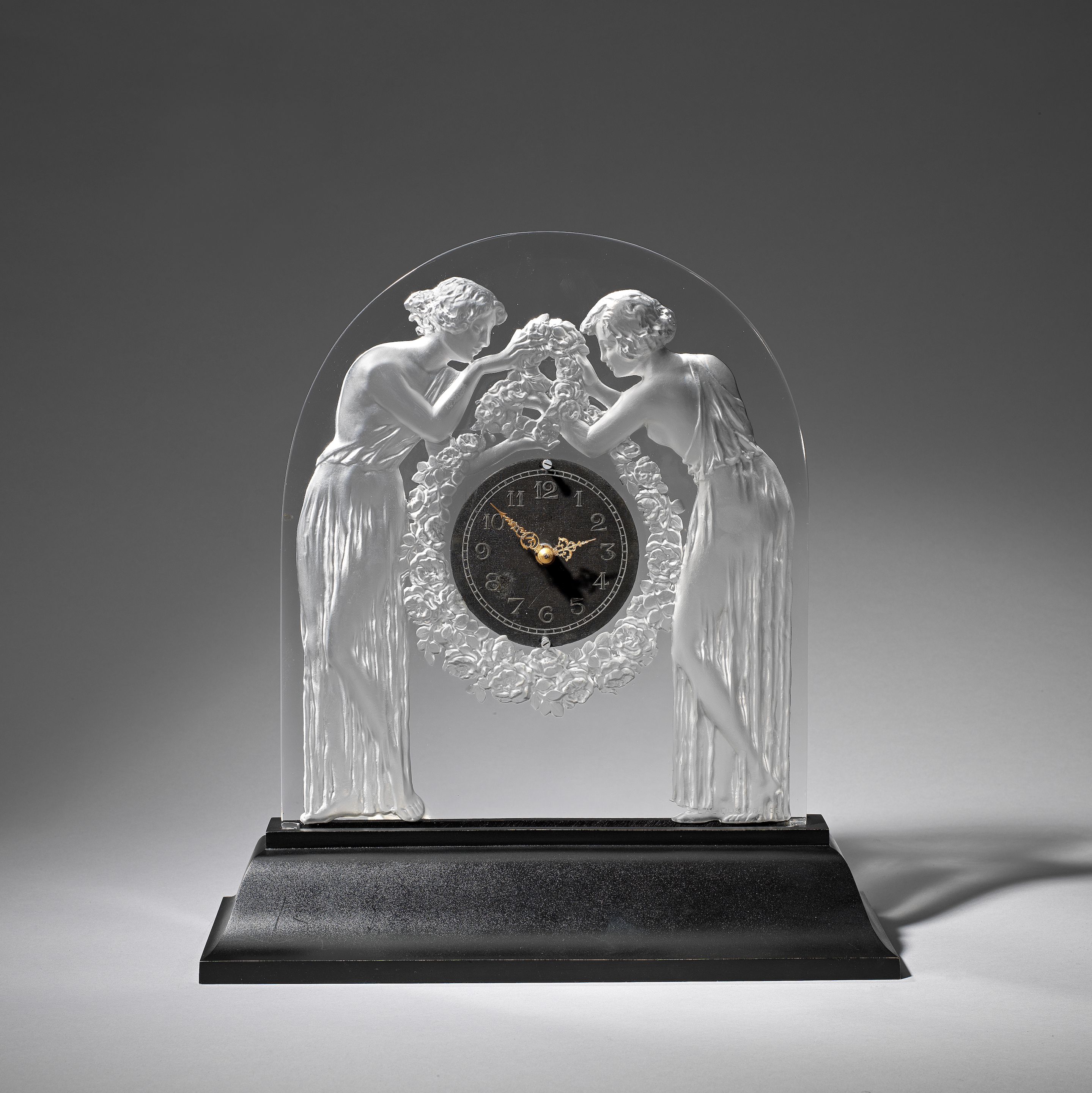 Bonhams : René Lalique 'Deux Figurines' mantel clock, designed 1926