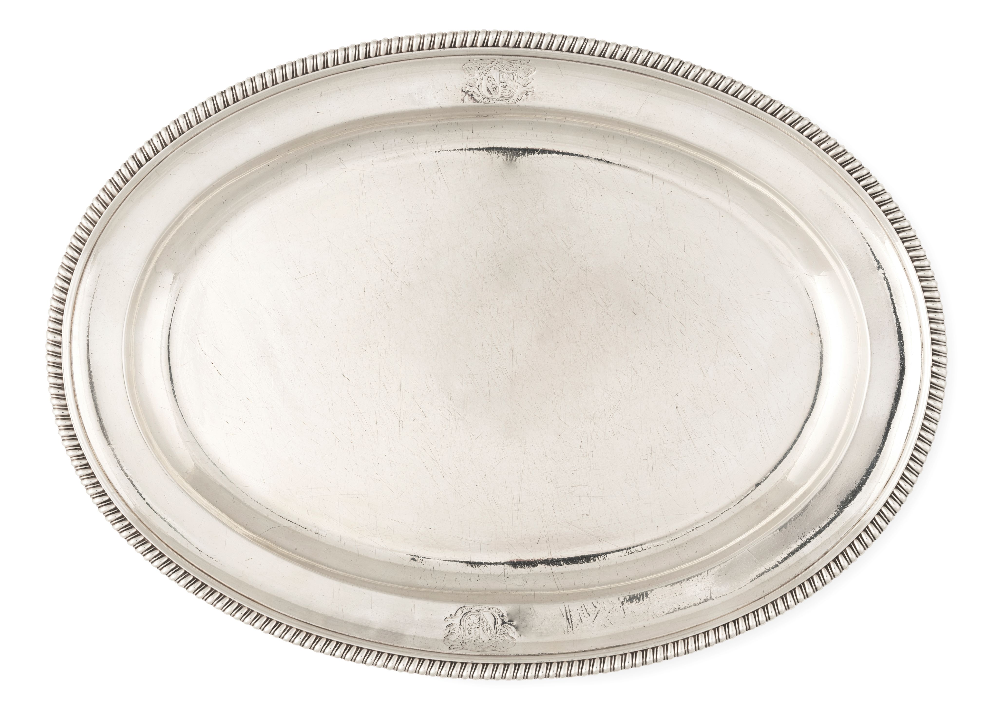 Bonhams : A George III silver meat platter maker's mark RC, London 1819