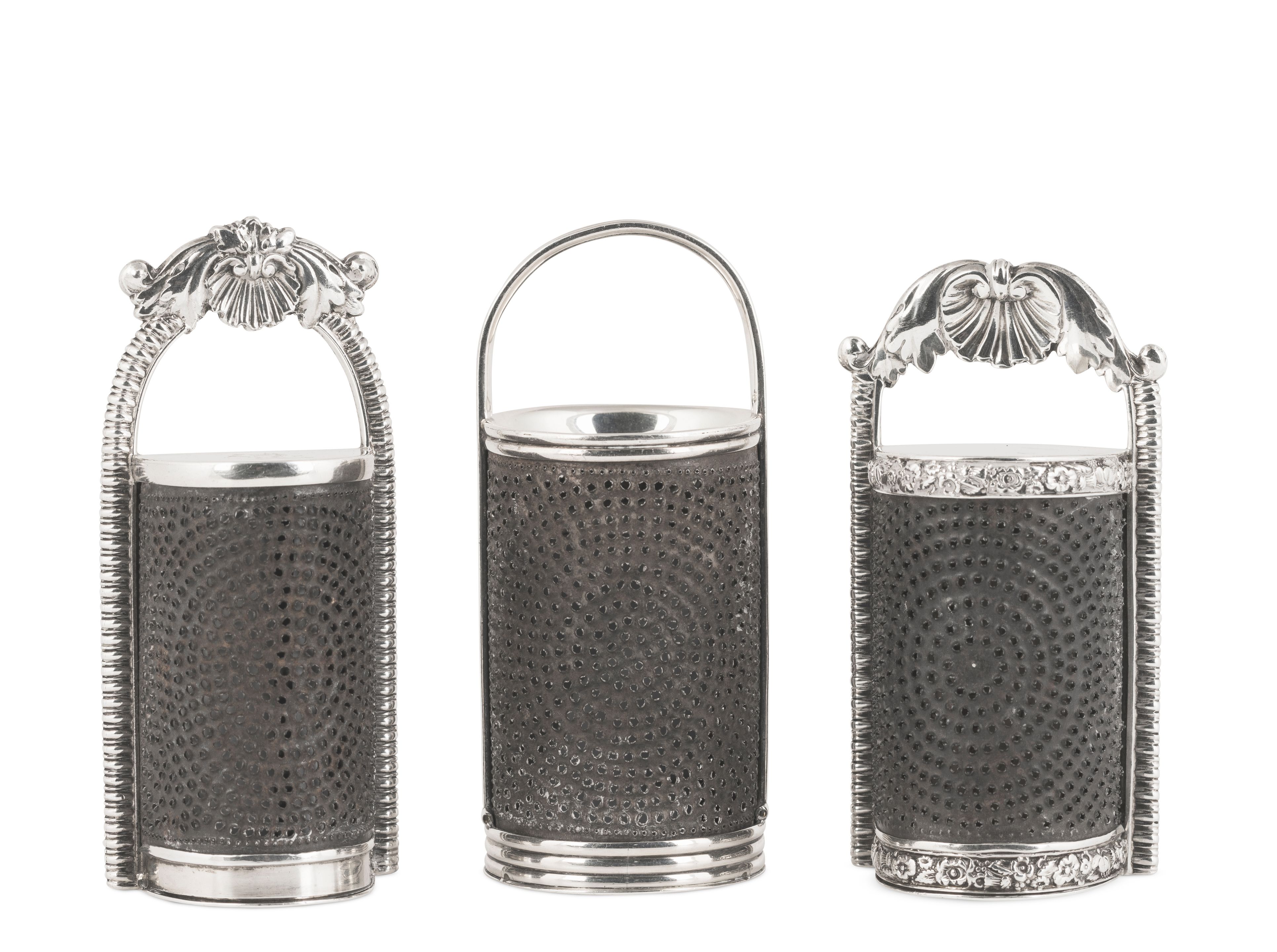Bonhams : A George III silver nutmeg grater, together with two George ...