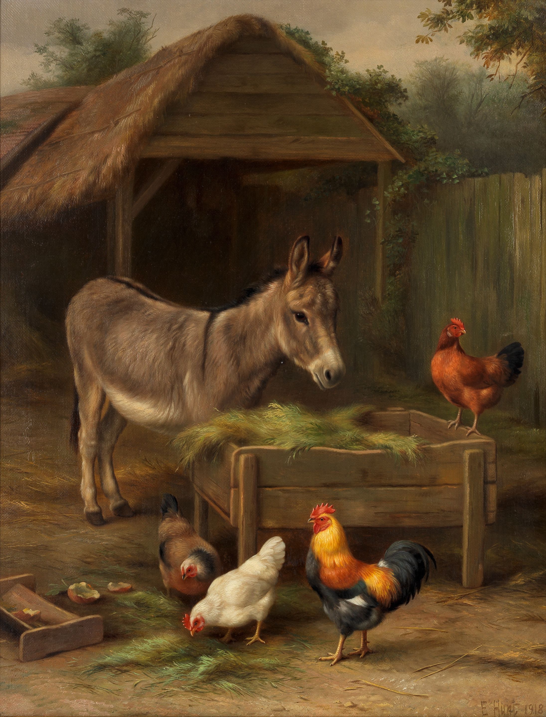 Bonhams : Edgar Hunt (British, 1876-1953) Feeding time